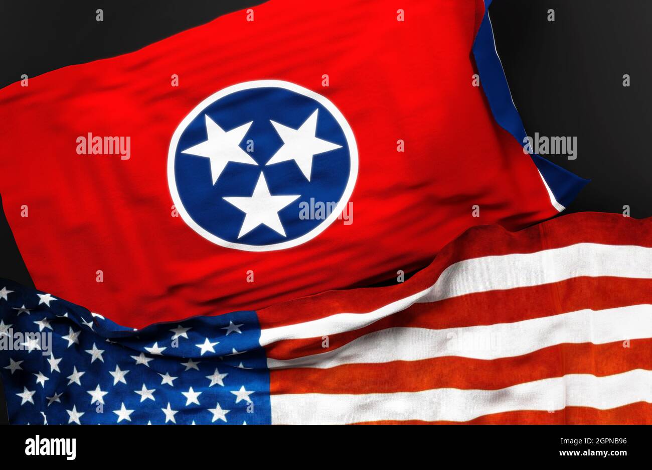 Flag of Tennessee along with a flag of the United States of America as ...