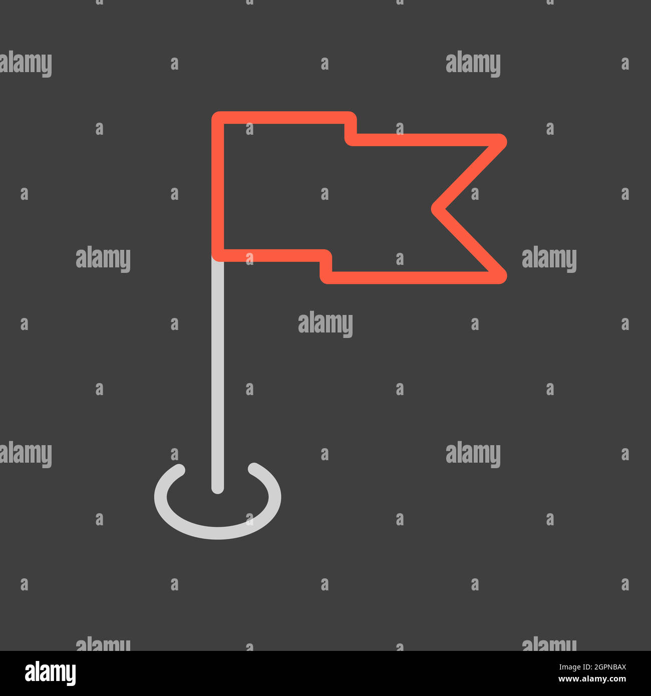 Flag GPS pin vector icon on dark background. Navigation sign Stock ...