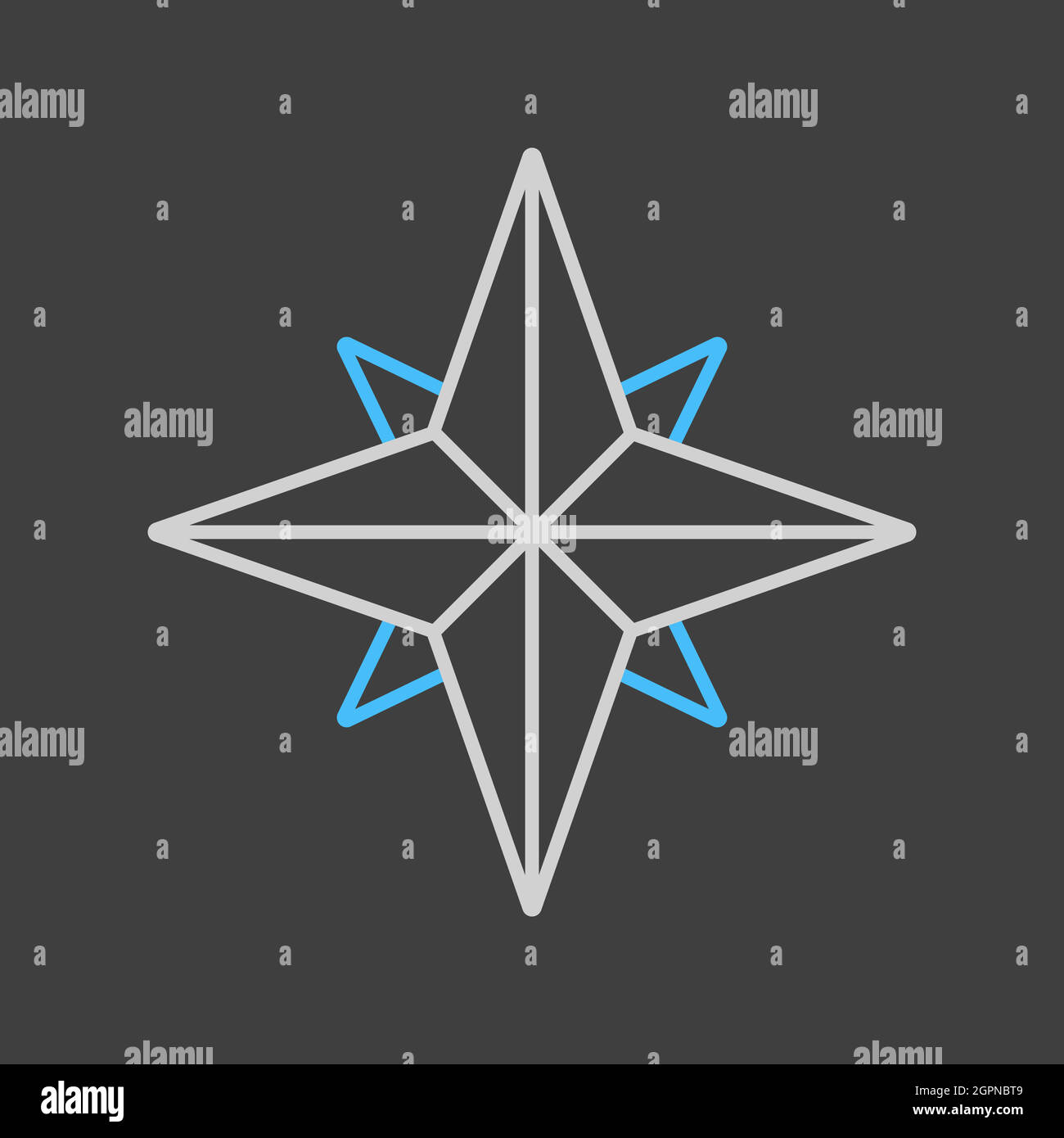 Wind rose vector icon on dark background. Navigation sign Stock Vector ...