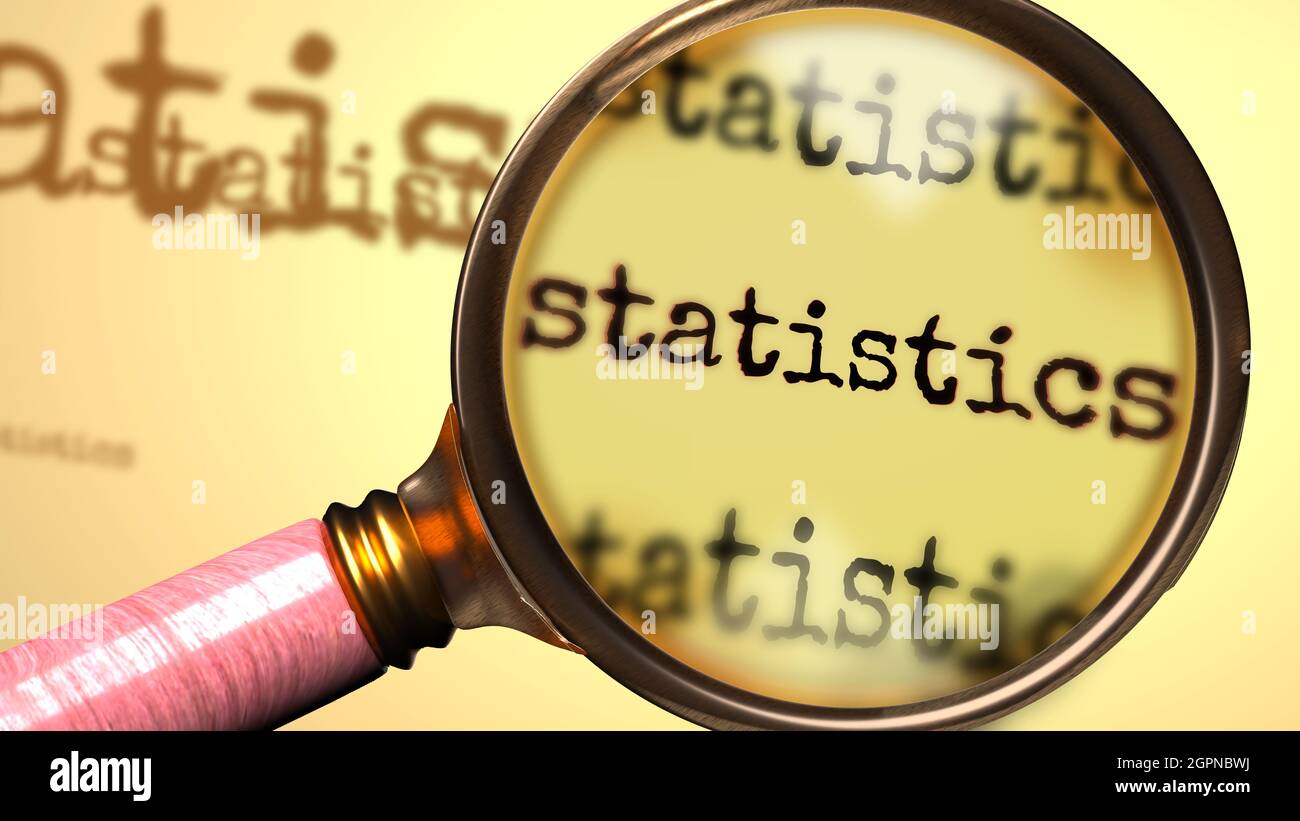 Statistics and a magnifying glass on English word Statistics to ...