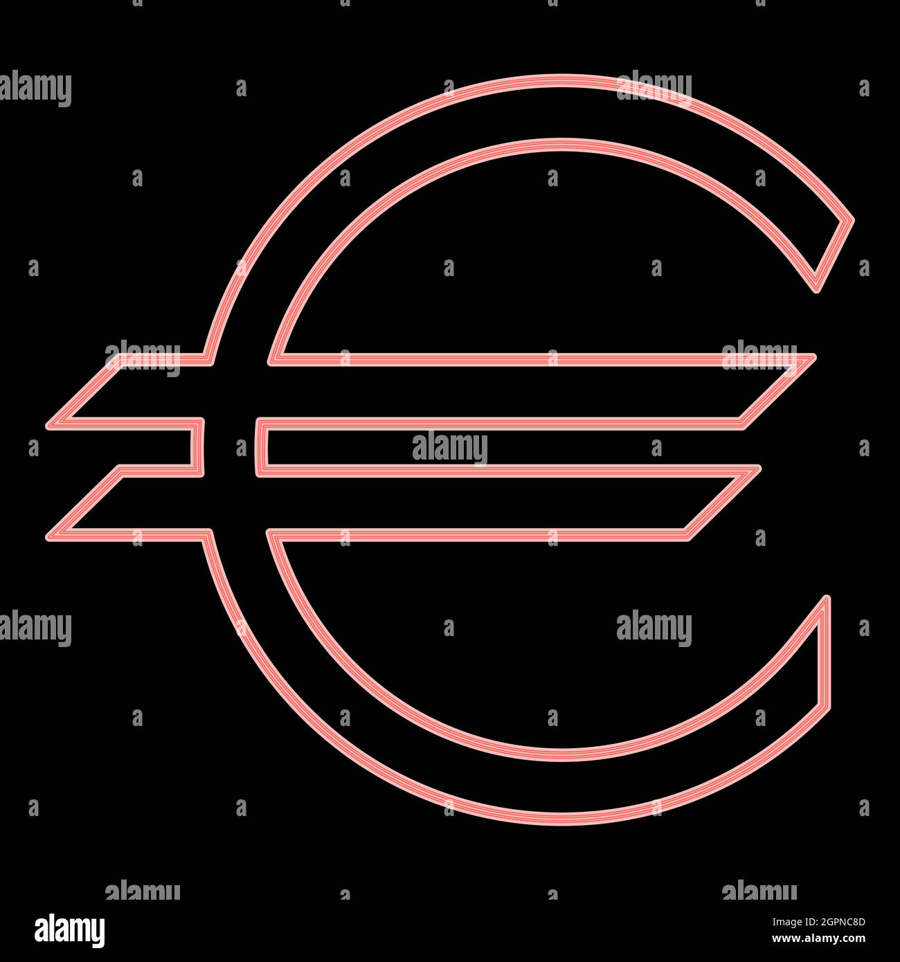 Neon euro symbol the red color vector illustration flat style image ...