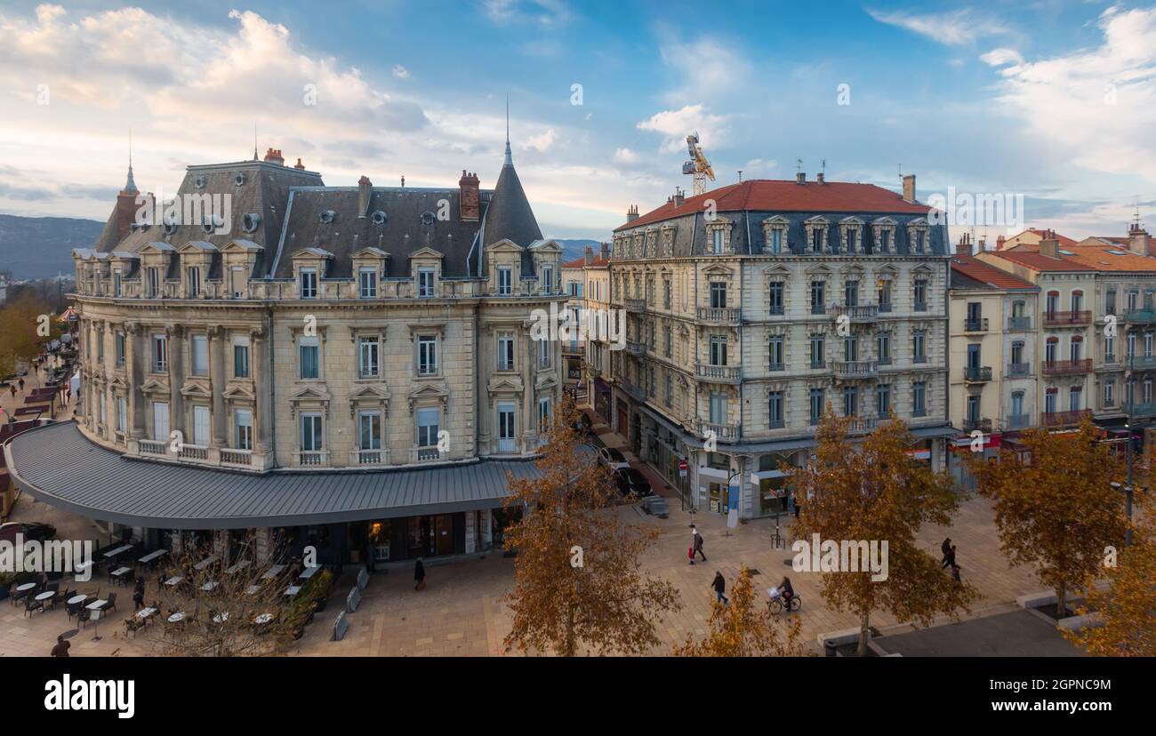 Aerial view of lush architecture of French city of Valence Stock Photo ...