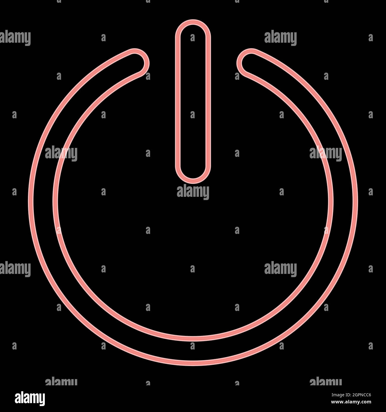 Neon button turn on or off icon. the red color vector illustration flat ...