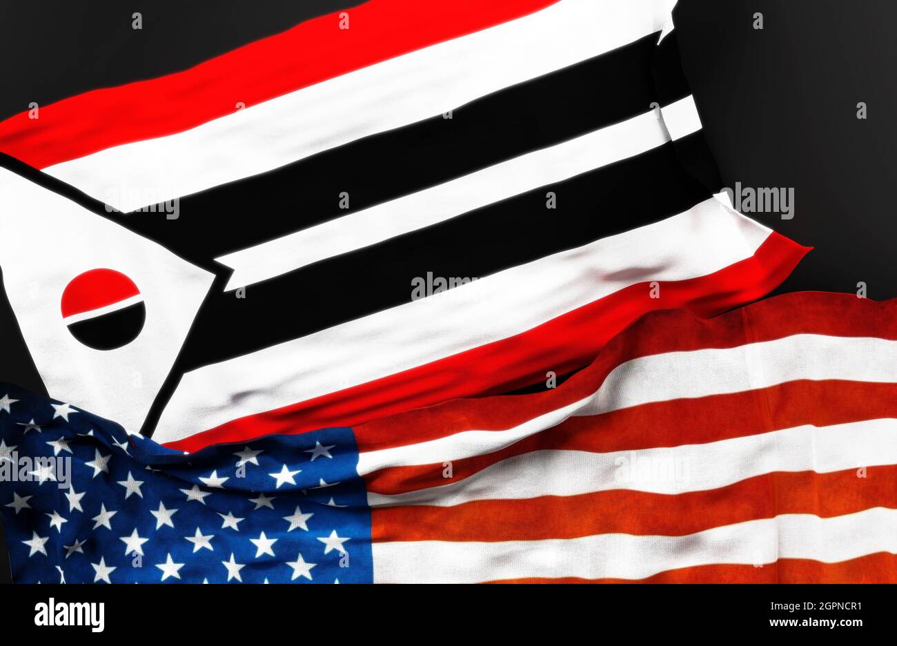 Flag of Arapaho Nation along with a flag of the United States of ...