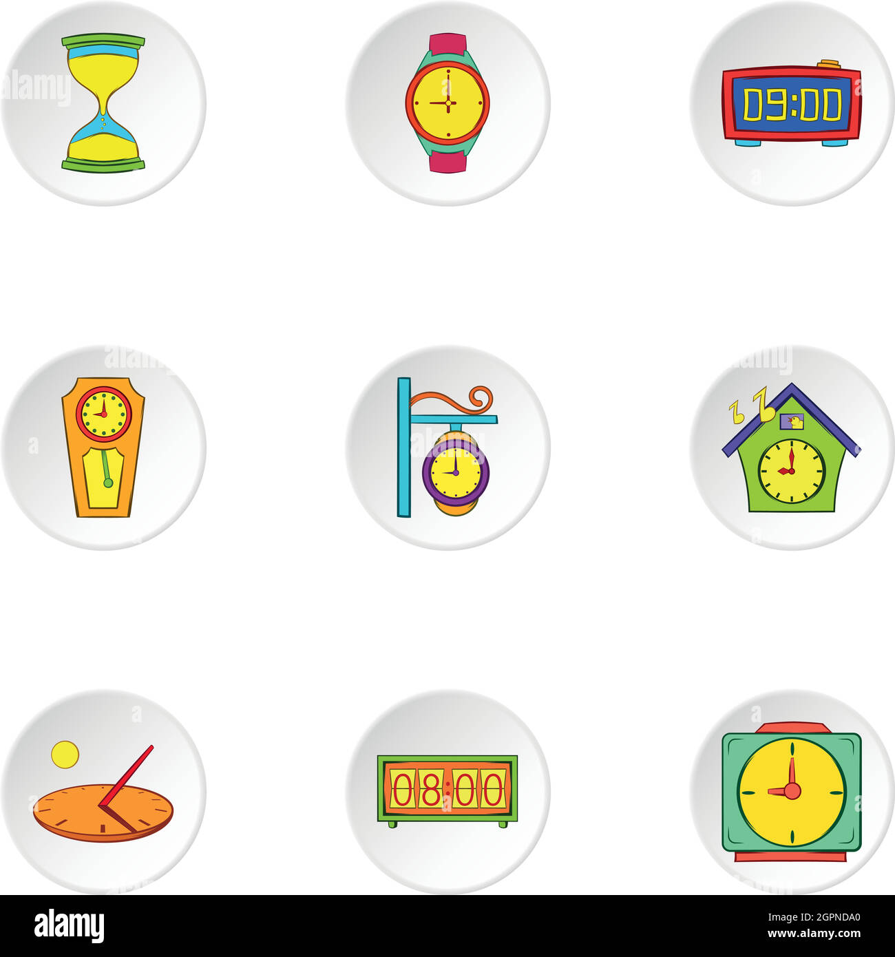 Clock icons set, cartoon style Stock Vector Image & Art - Alamy