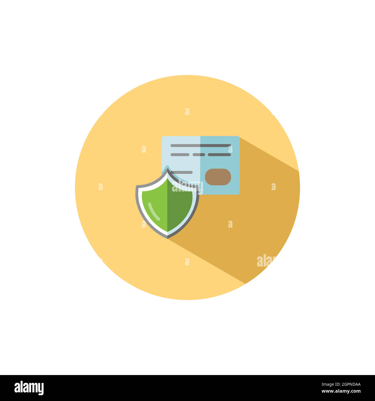 Secure payment. Credit card and security shield. Flat icon in a circle ...