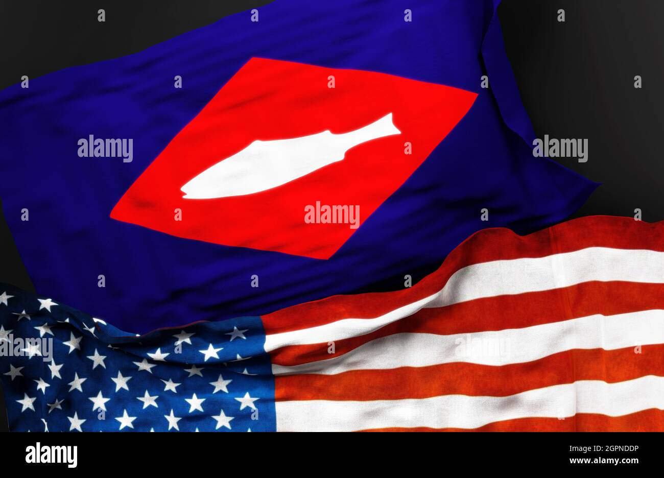 Flag of the United States Bureau of Fisheries along with a flag of the ...
