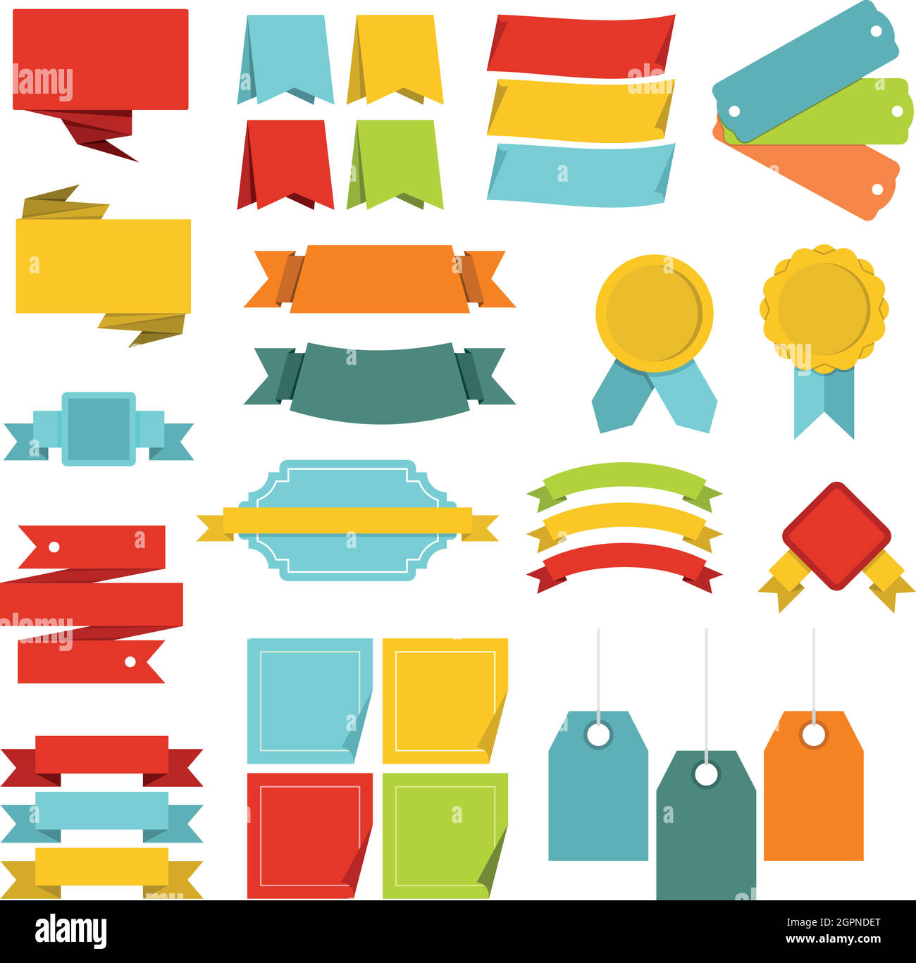 Different colorful labels icons set, flat style Stock Vector Image ...