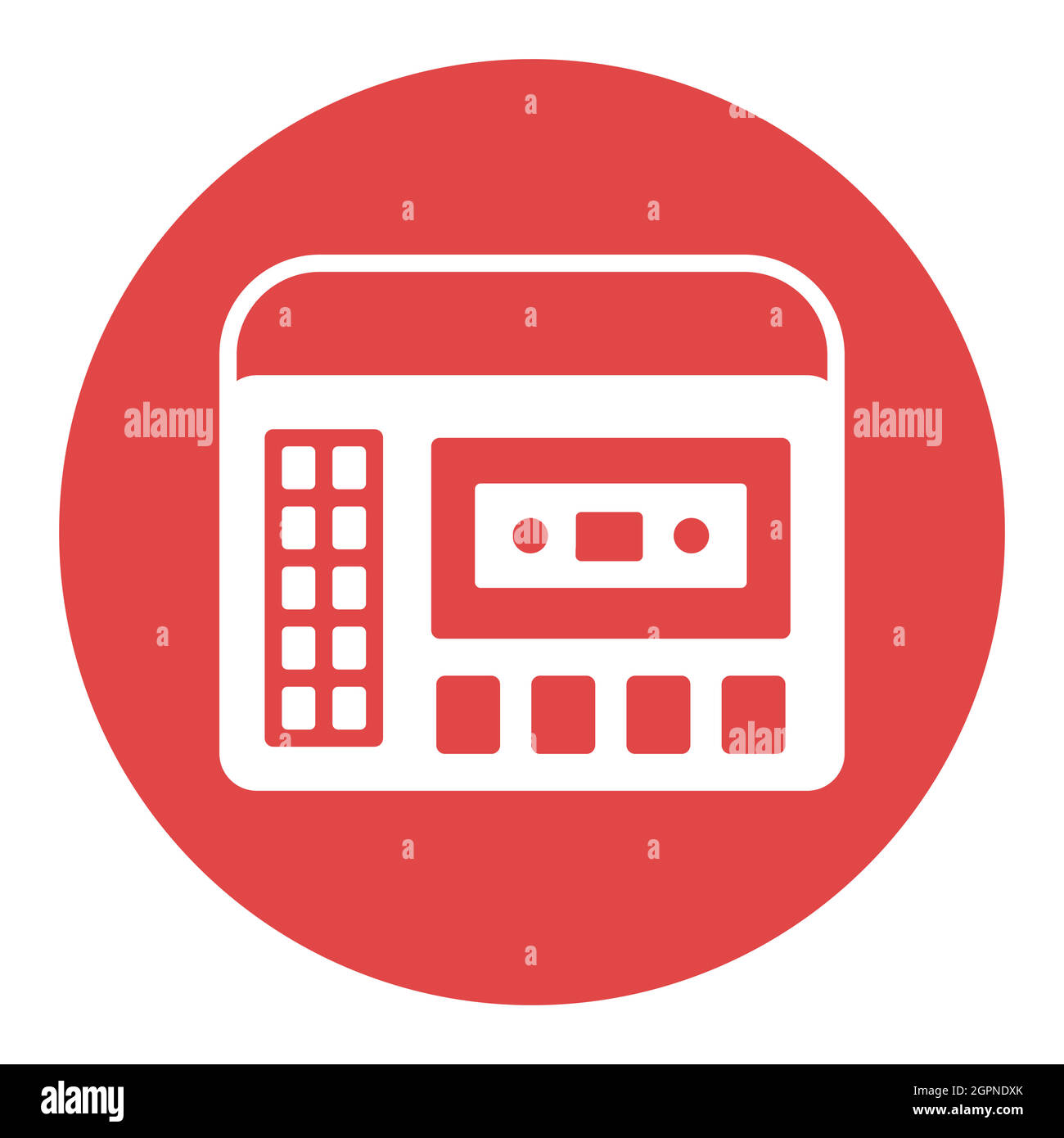 Retro cassette recorder player vector white glyph icon Stock Vector ...