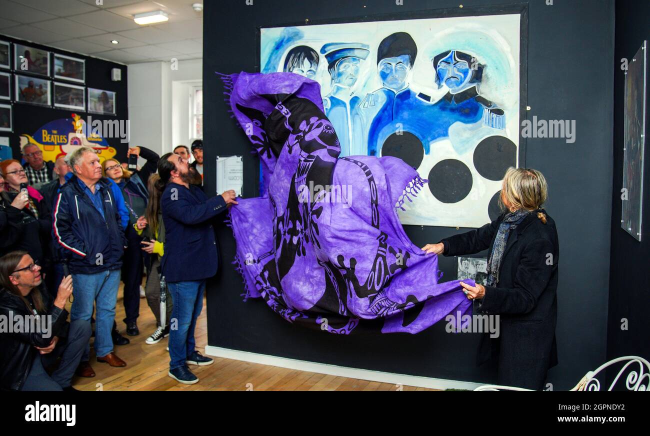 A painting of the Beatles by artist Jonathan Hague is unveiled at the ...