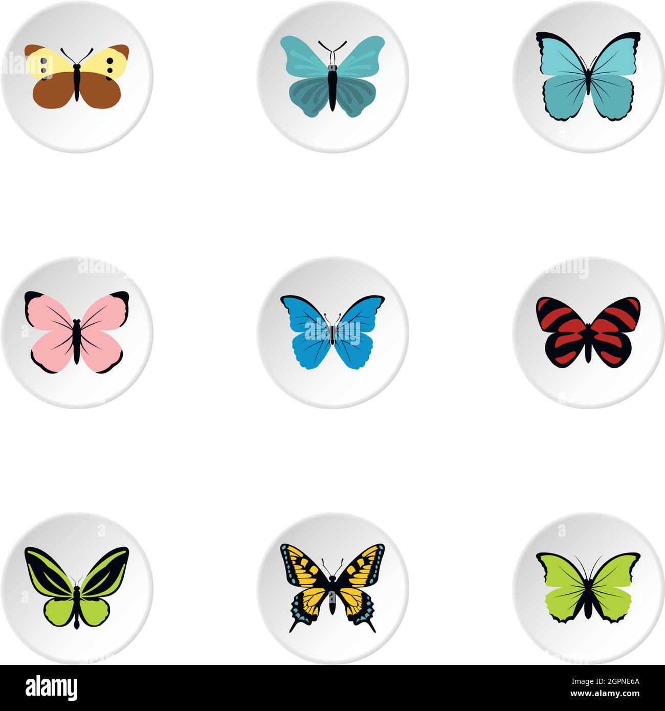 Butterfly icons set, flat style Stock Vector Image & Art - Alamy