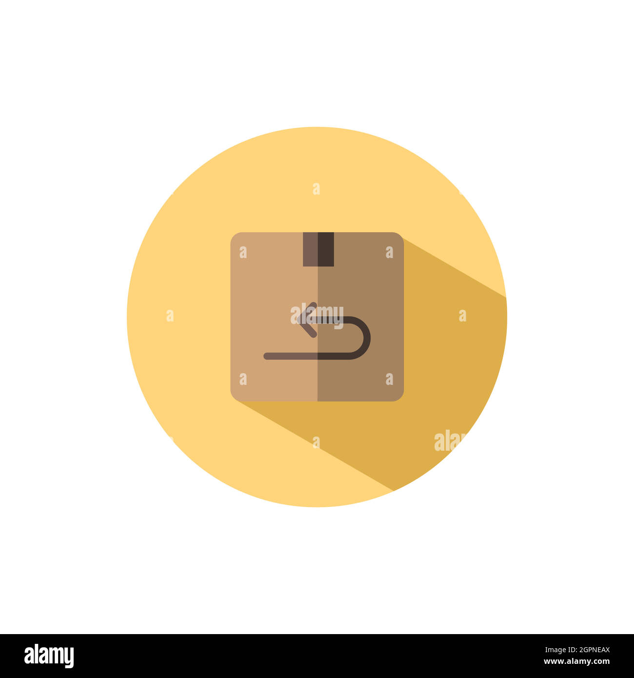 Return package. Shipping and delivery box. Flat icon in a circle ...