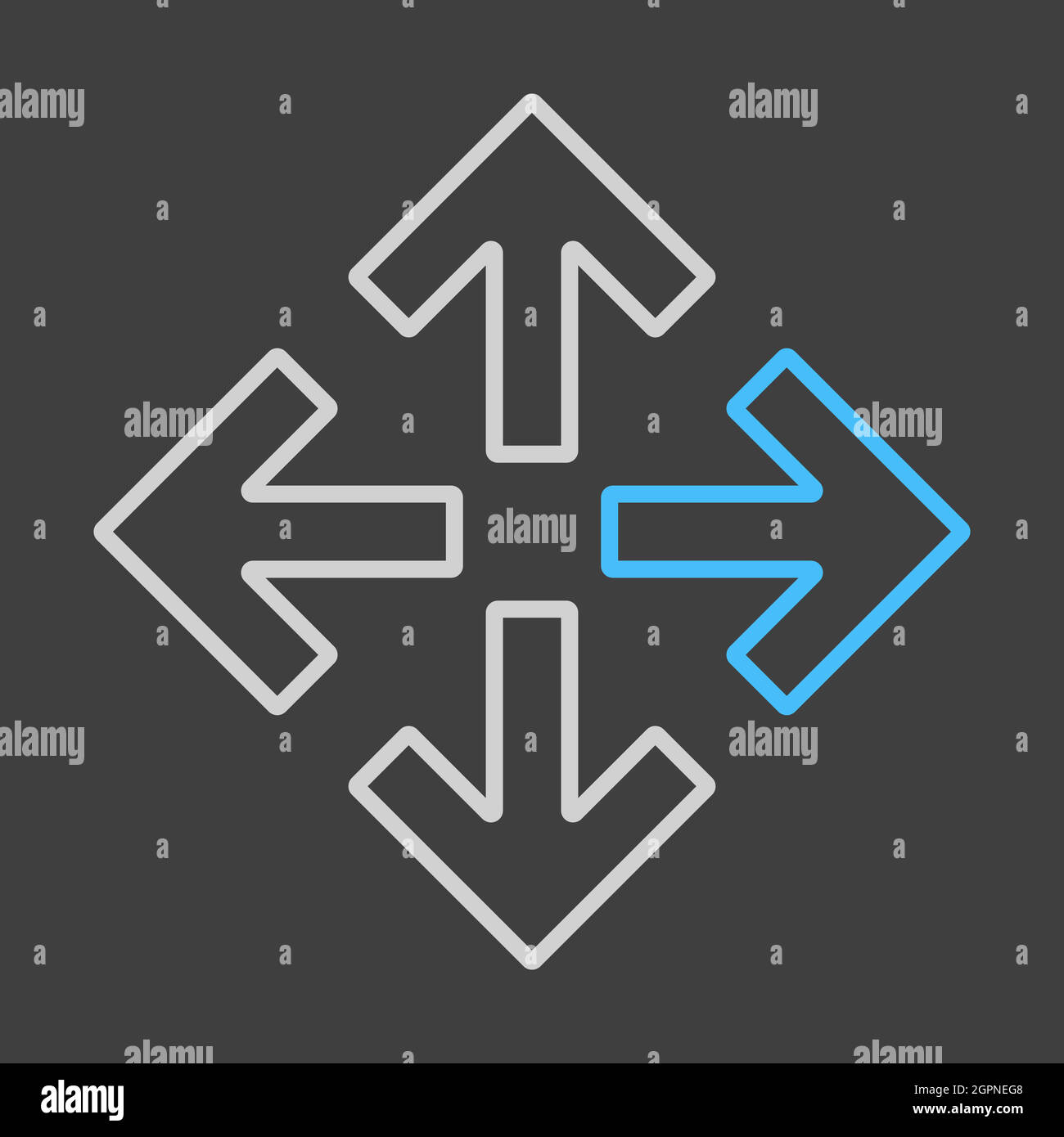 Four arrows pointing from the center vector icon on dark background Stock Vector Image & Art - Alamy