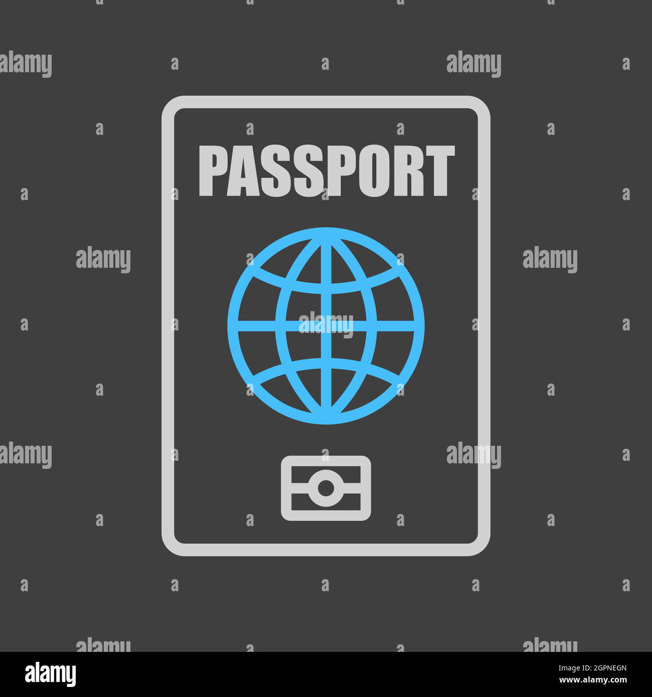Passport vector icon on dark background, identification symbol Stock ...