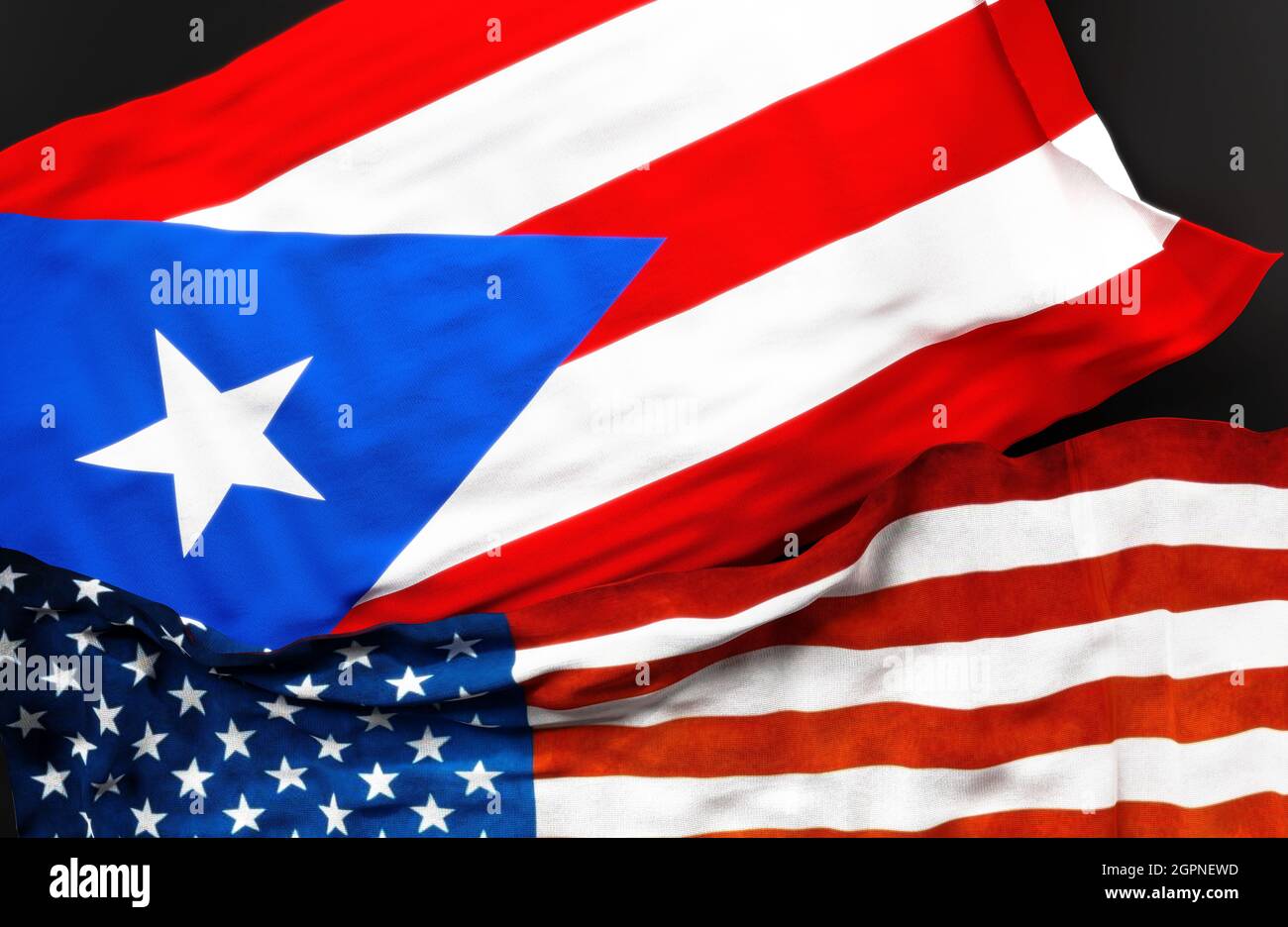 Flag of Puerto Rico along with a flag of the United States of America ...
