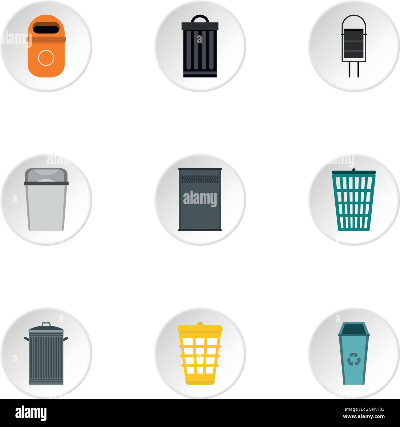 Rubbish bin icons set, flat style Stock Vector Image & Art - Alamy
