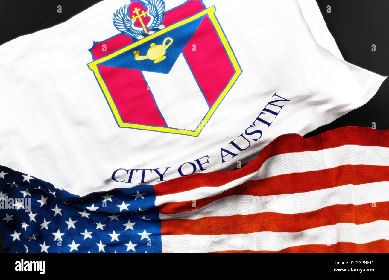 Flag of Austin Texas along with a flag of the United States of America ...