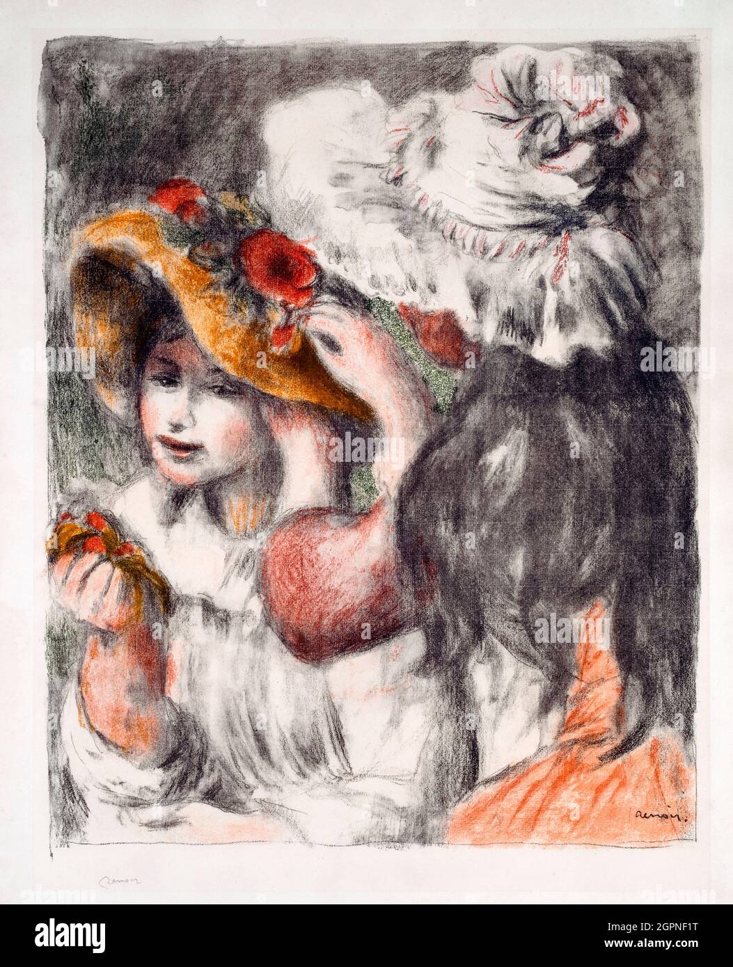 Pierre Auguste Renoir, The Pinned Hat, lithographic print, 1898 Stock ...