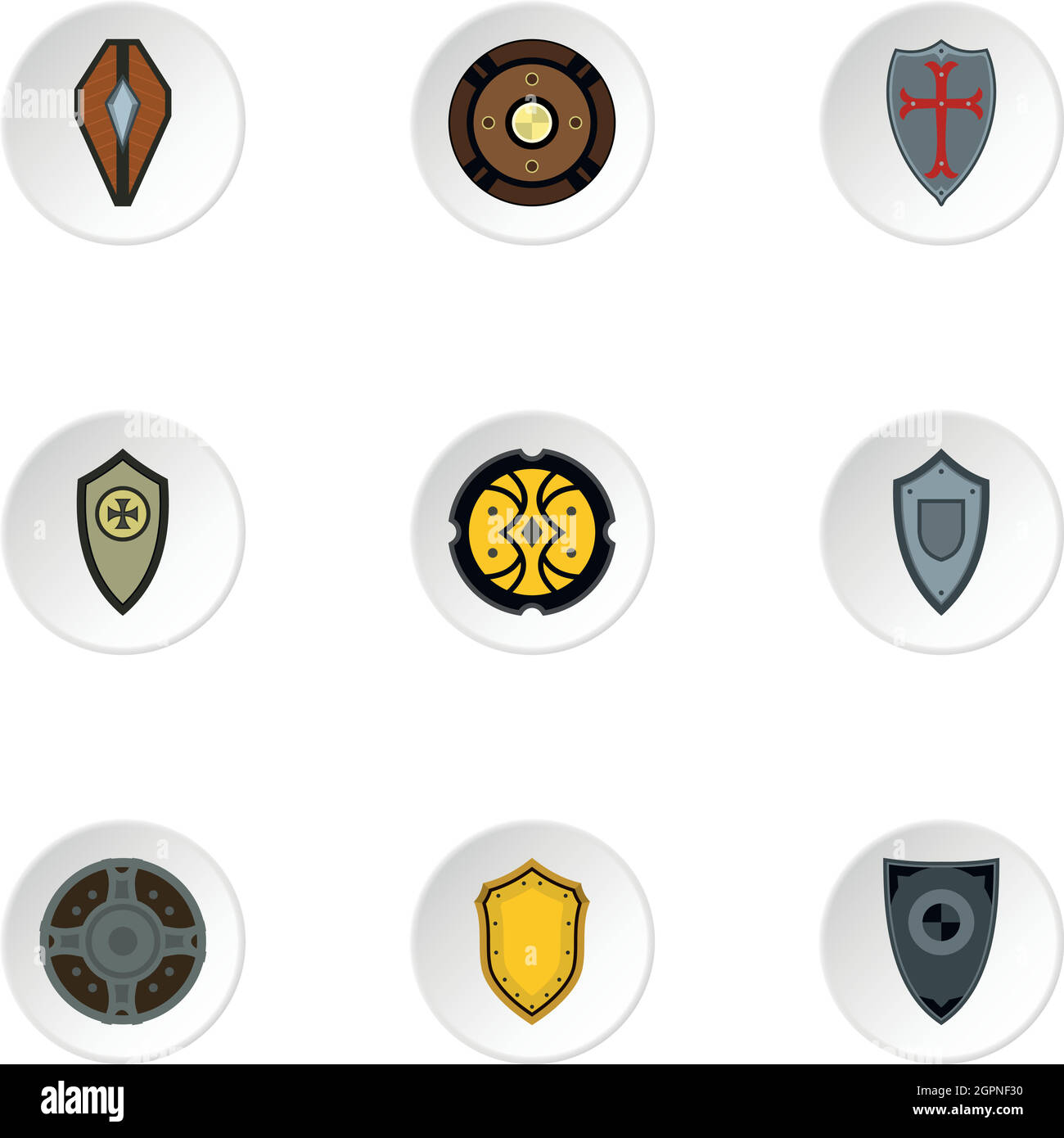 Combat shield icons set, flat style Stock Vector Image & Art - Alamy