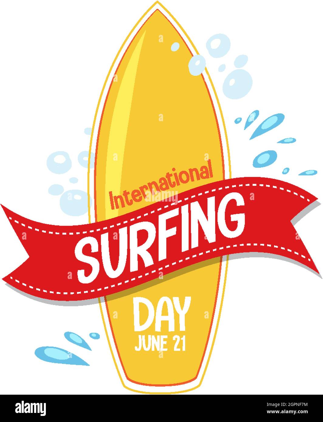 International Surfing Day font with surfboard banner isolated ...
