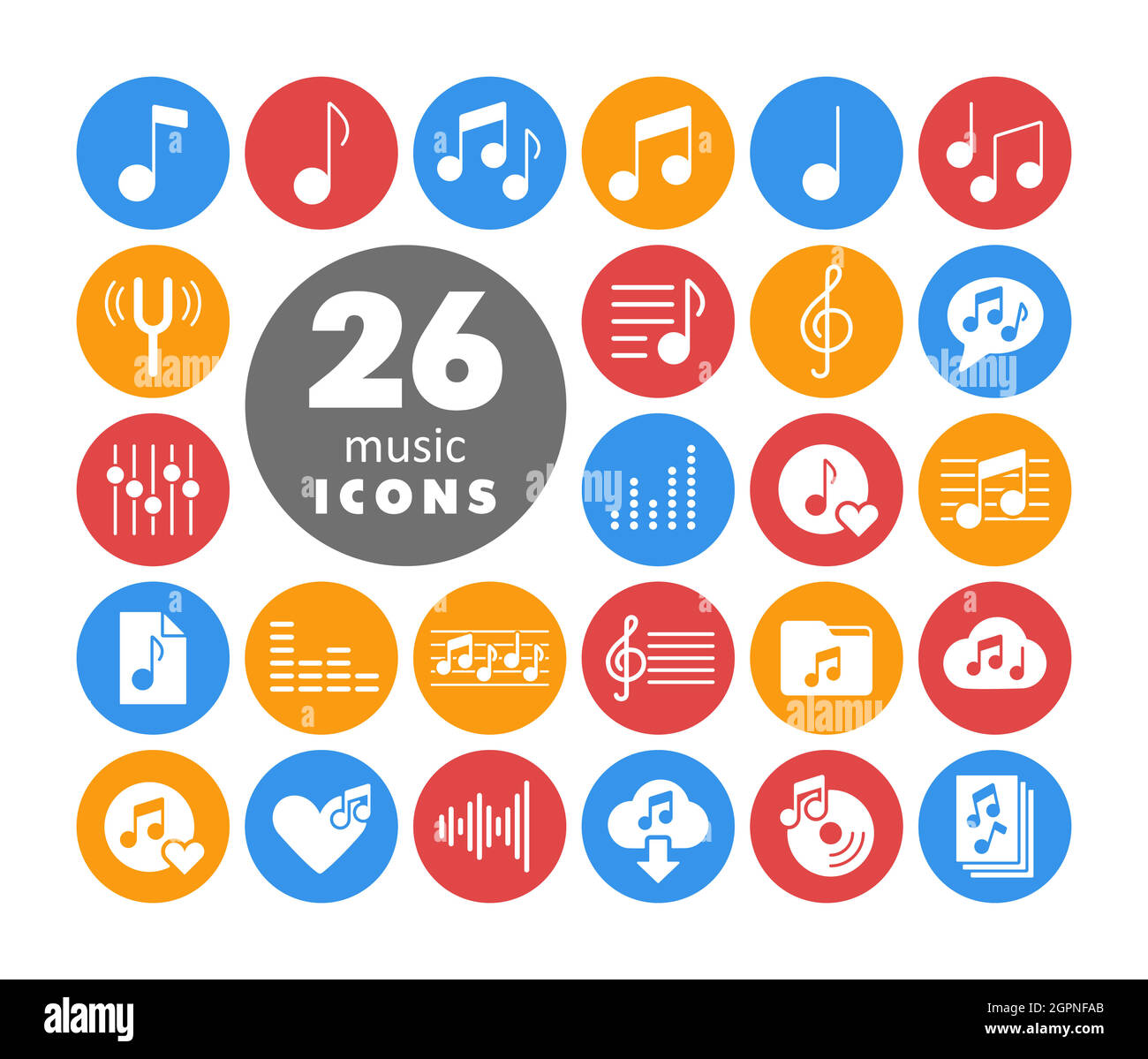 Music notes flat vector white glyph icons set Stock Vector Image & Art ...