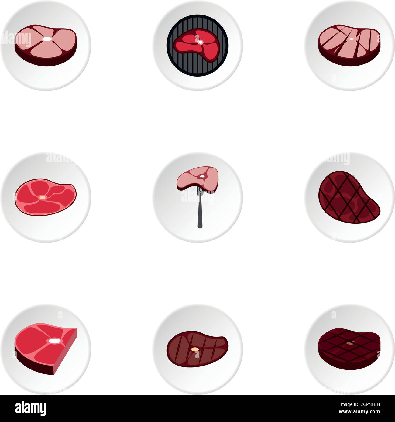 Beef icons set, flat style Stock Vector Image & Art - Alamy