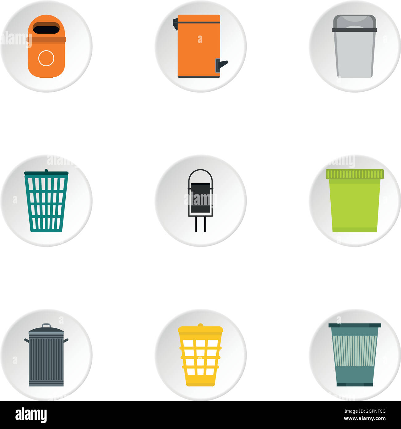 Trash can icons set, flat style Stock Vector Image & Art - Alamy