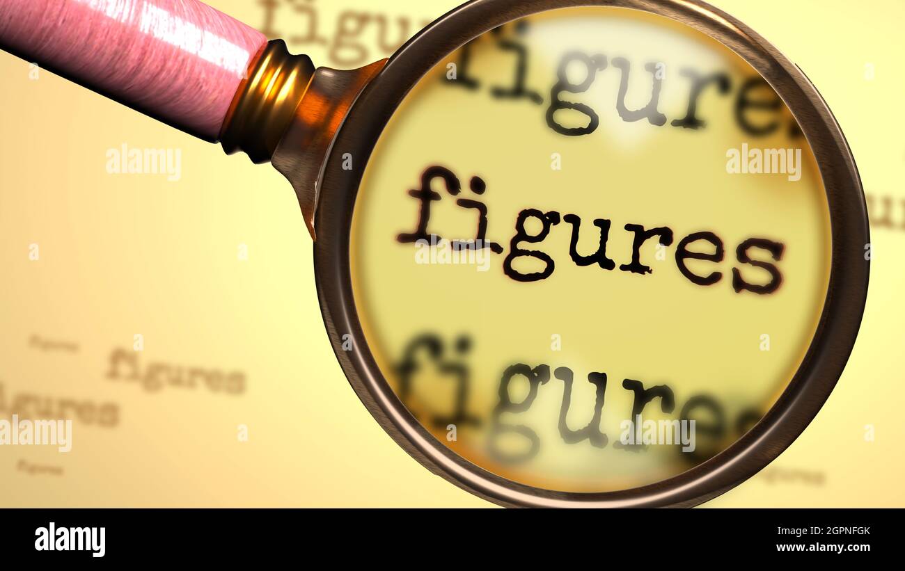 Figures and a magnifying glass on English word Figures to symbolize ...