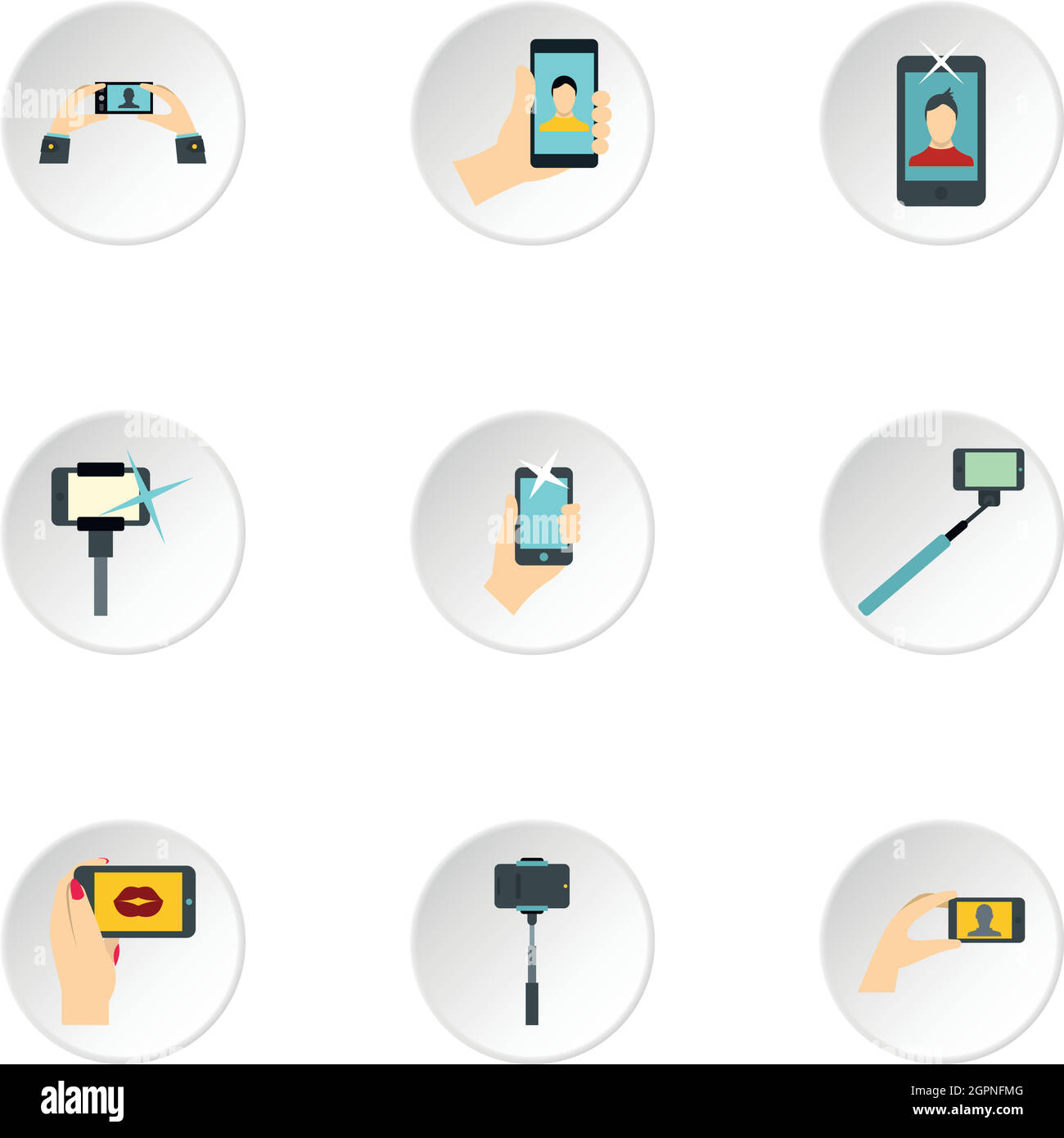 Photo on mobile phone icons set, flat style Stock Vector Image & Art ...