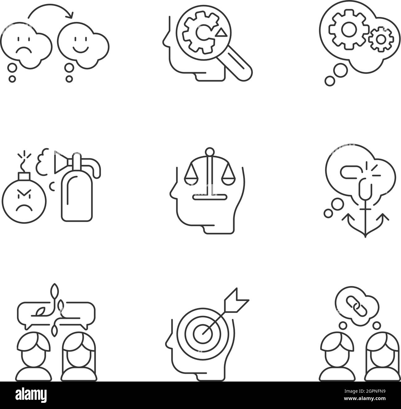 Critical mindset and attitude linear icons set Stock Vector Image & Art ...