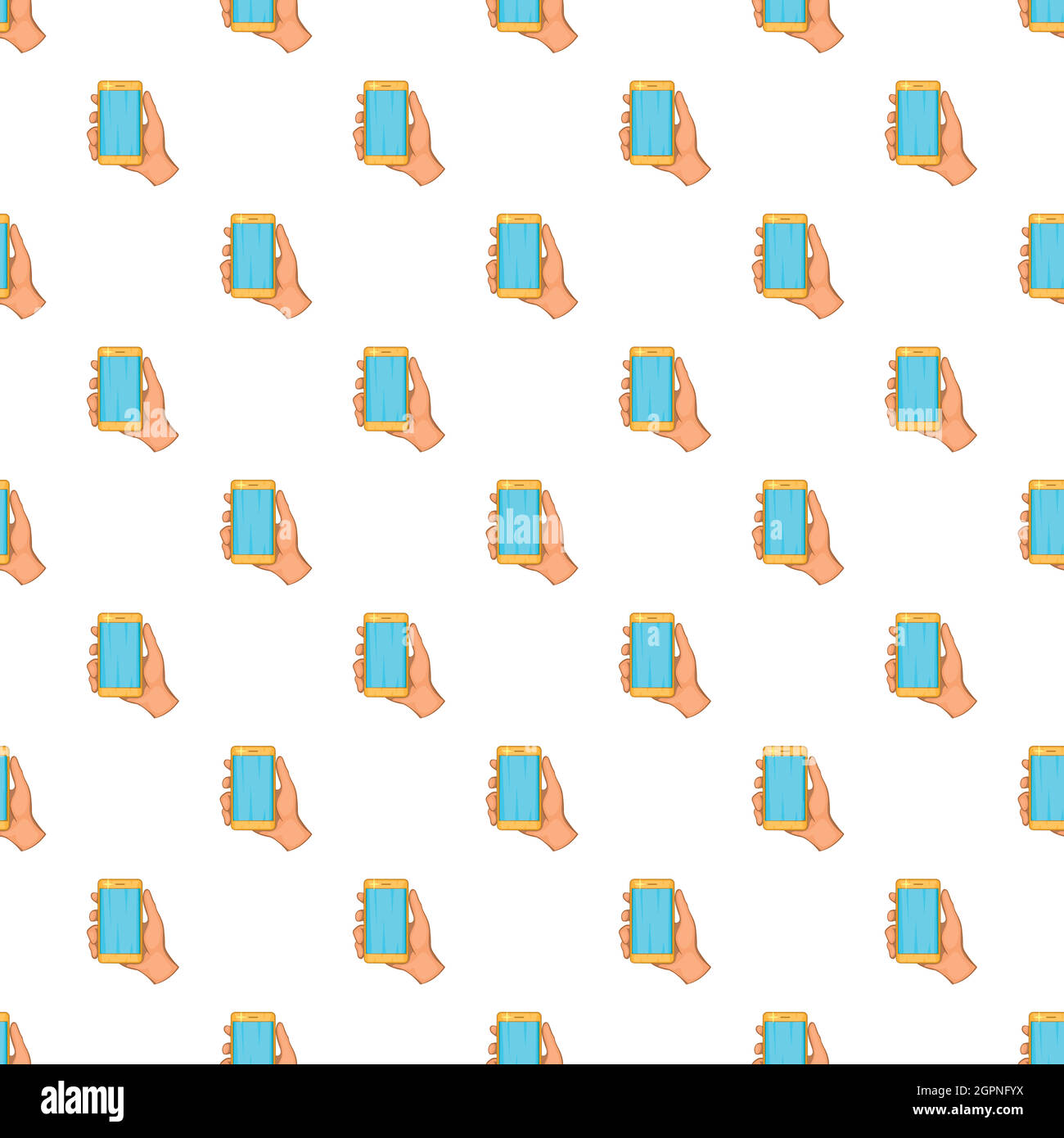 Mobile phone in hand pattern, cartoon style Stock Vector Image & Art ...