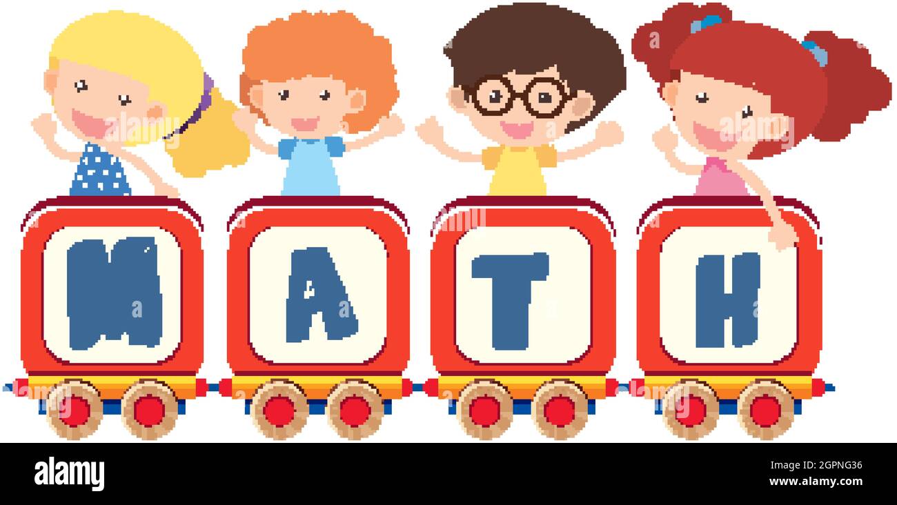 Math font banner with cartoon kids illustration Stock Vector Image ...