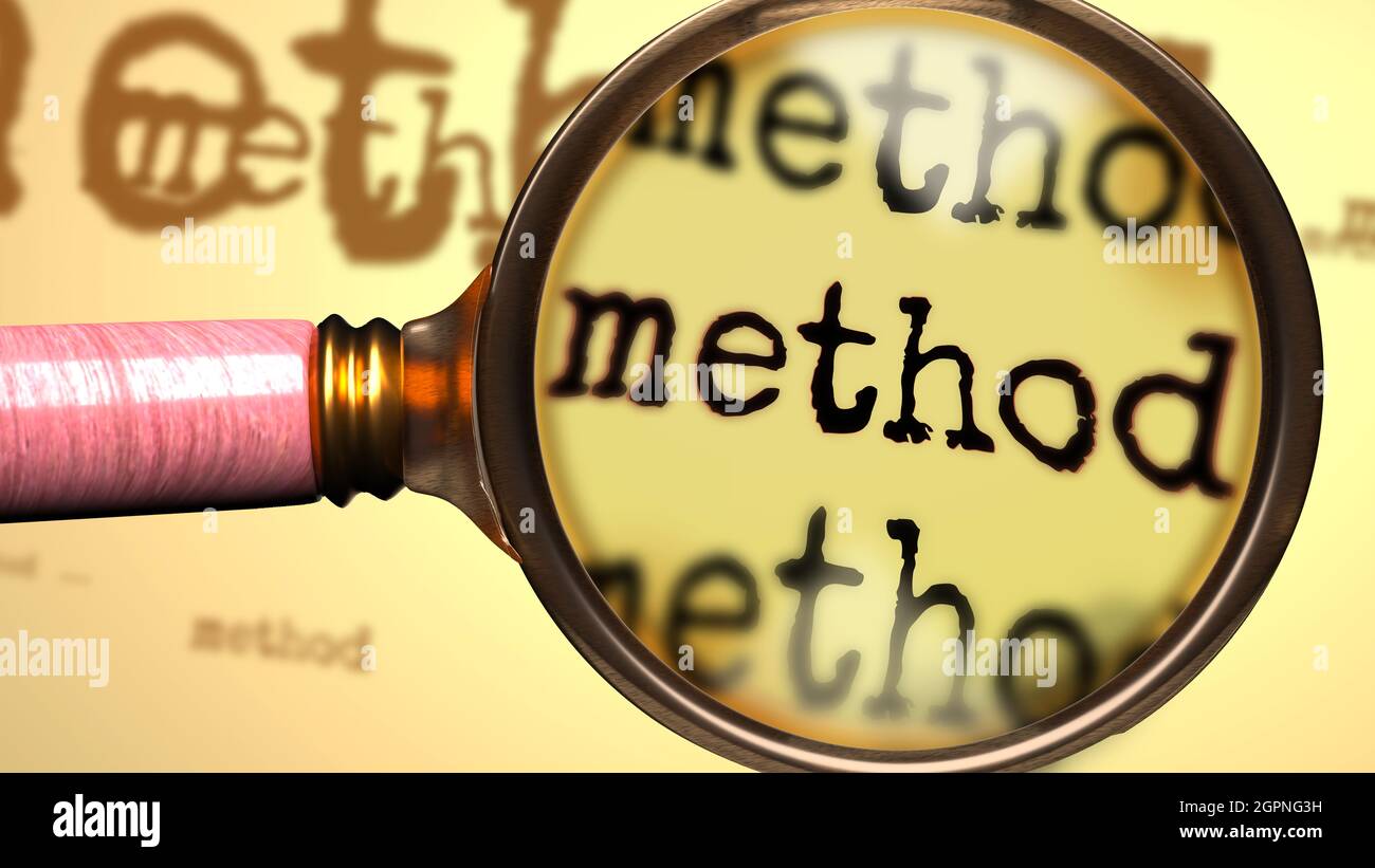 Method and a magnifying glass on English word Method to symbolize ...