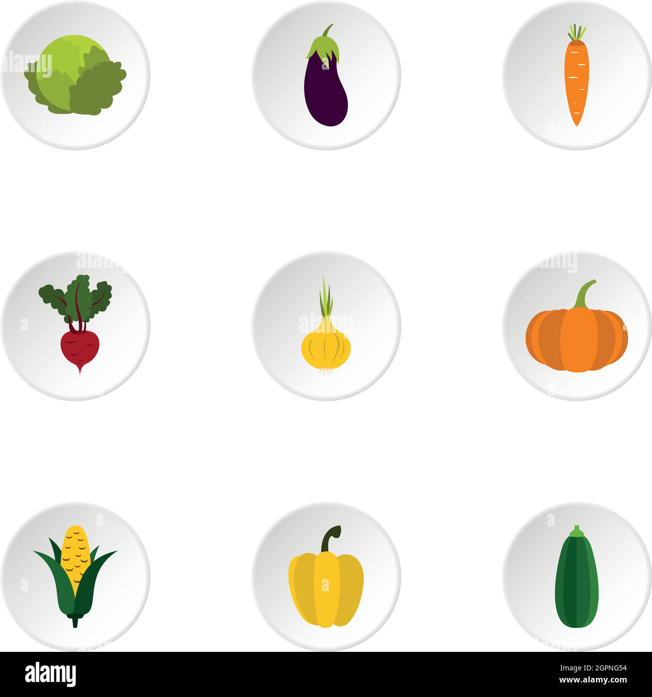 Fresh vegetables icons set, flat style Stock Vector Image & Art - Alamy