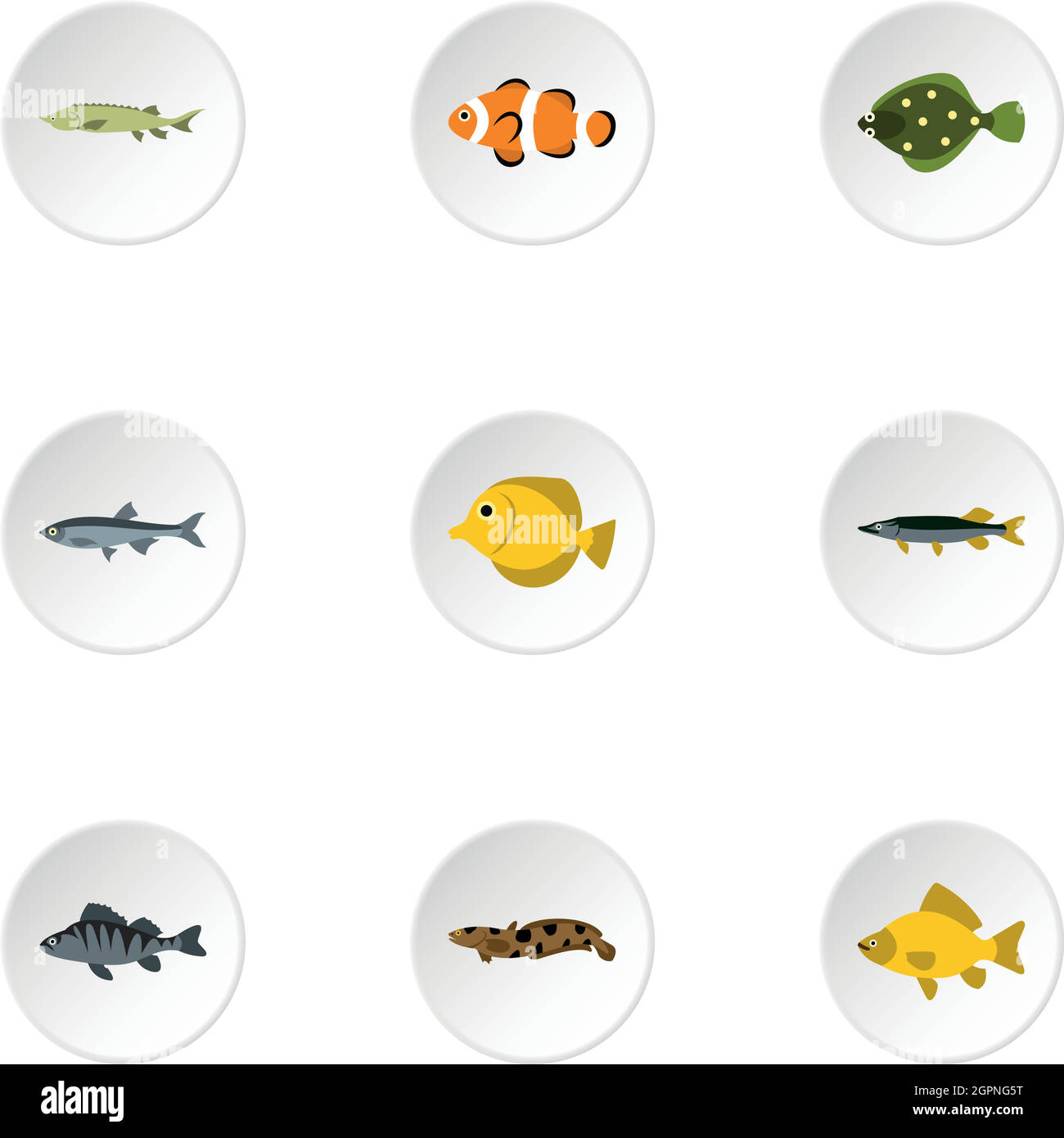 Marine fish icons set, flat style Stock Vector Image & Art - Alamy