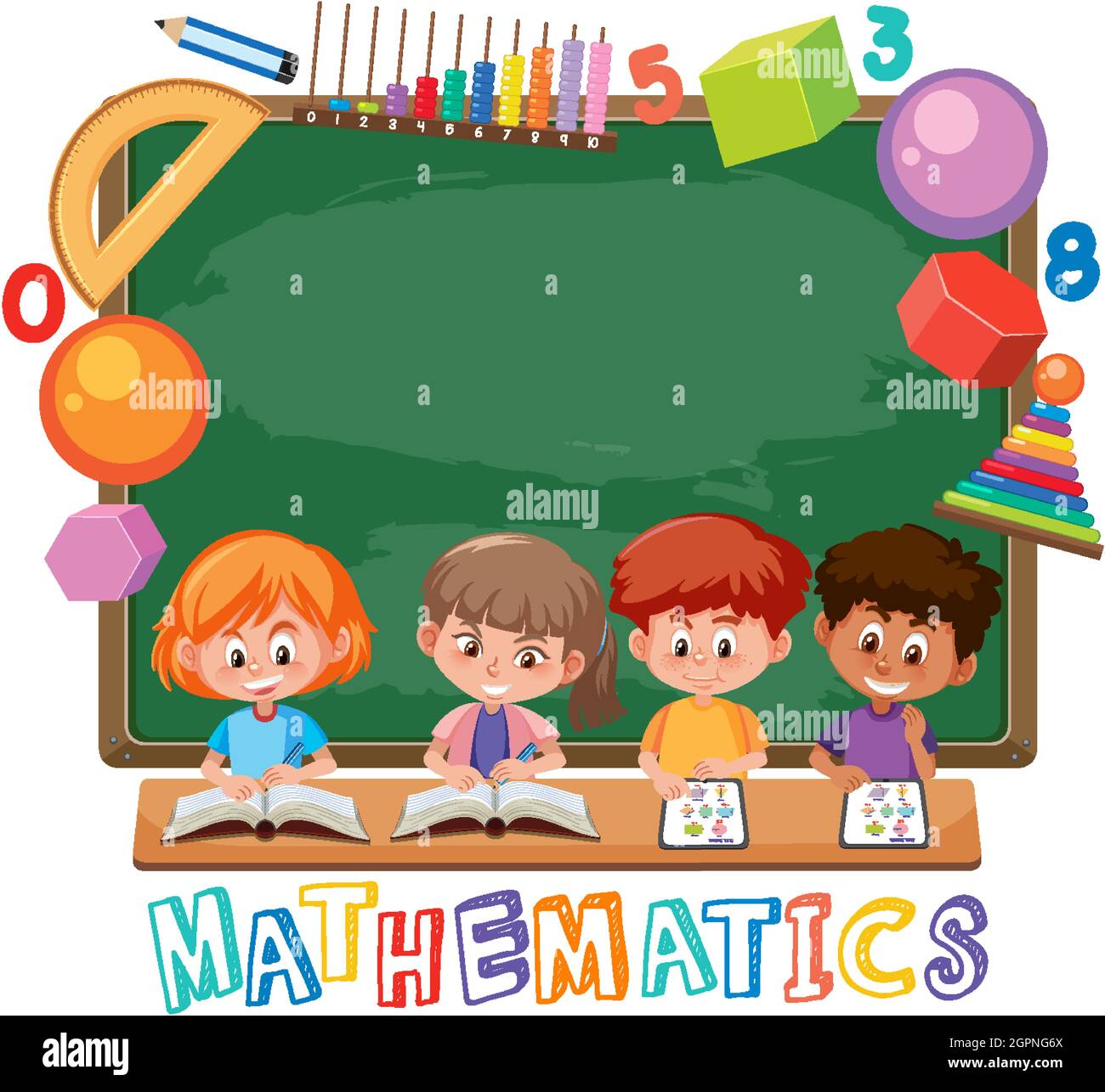 Kids with math icon template illustration Stock Vector Image & Art - Alamy