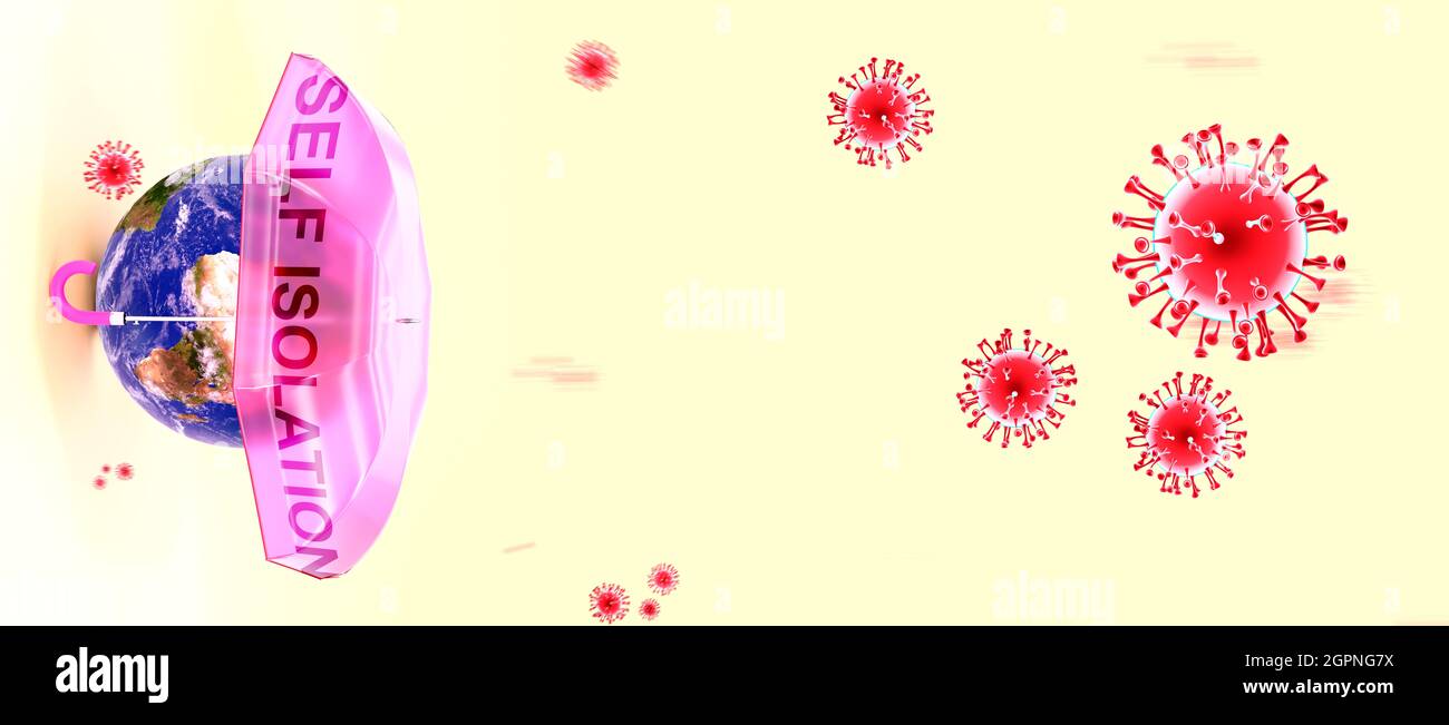 Covid self isolation - corona virus attacking Earth that is protected ...