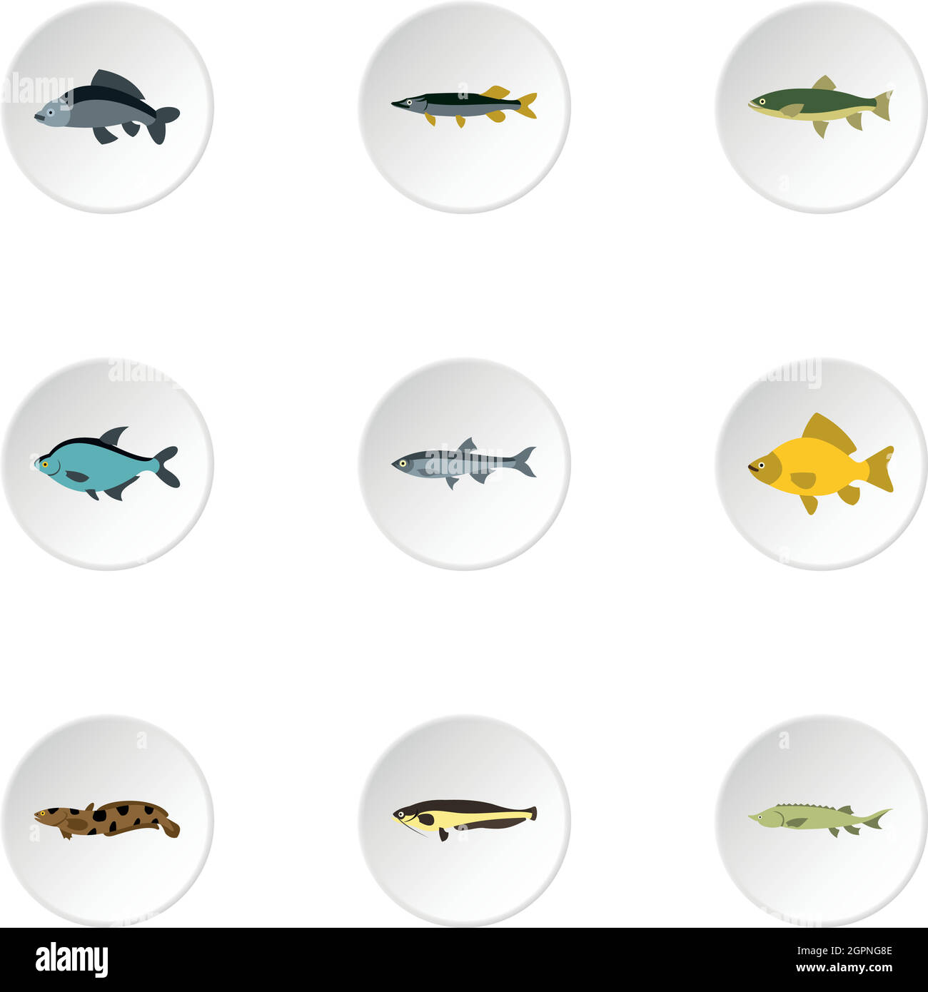 Ocean fish icons set, flat style Stock Vector Image & Art - Alamy