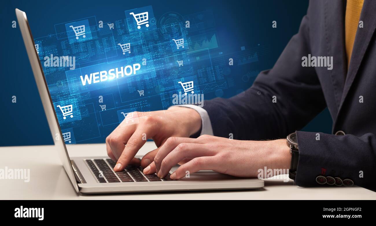 Businessman working on laptop concept Stock Photo - Alamy