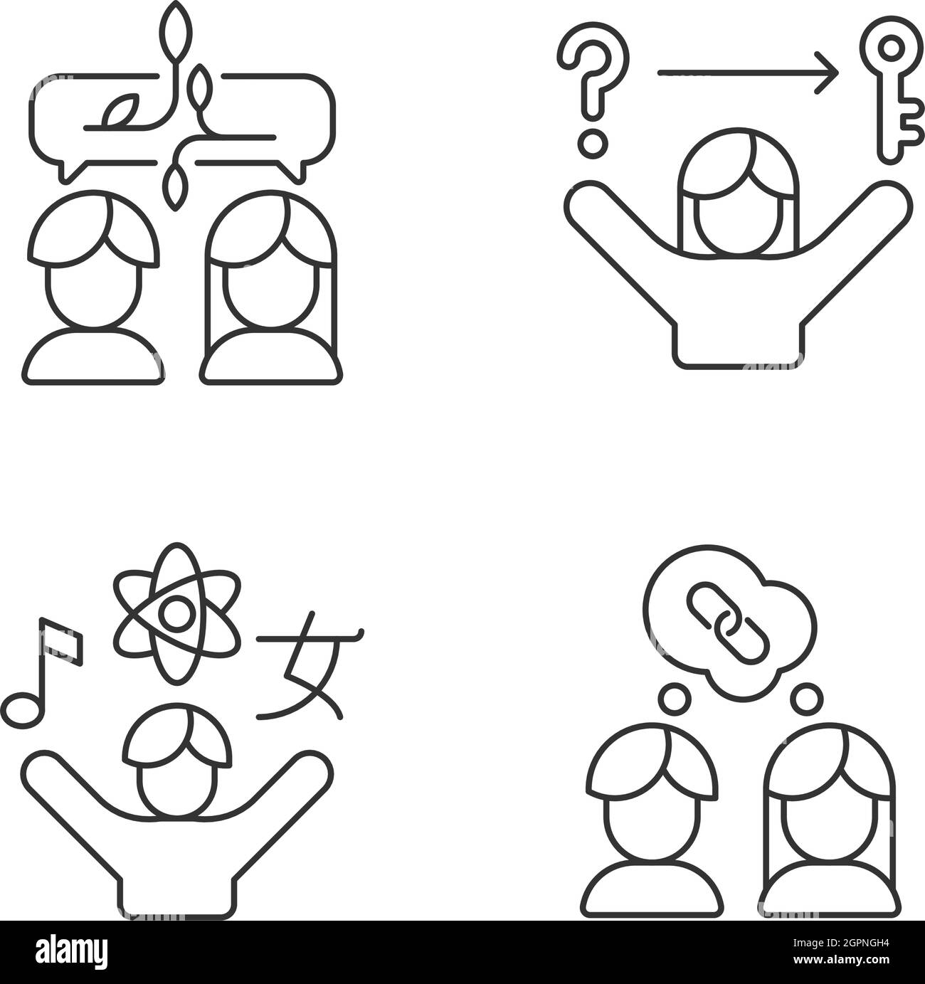 Communication skills linear icons set Stock Vector Image & Art - Alamy