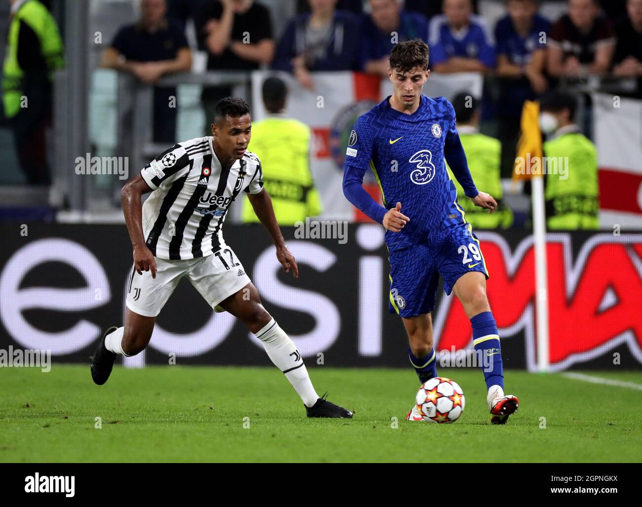 Alex Sandro (Juventus FC) and Kai Havertz (Chelsea FC) during the UEFA ...