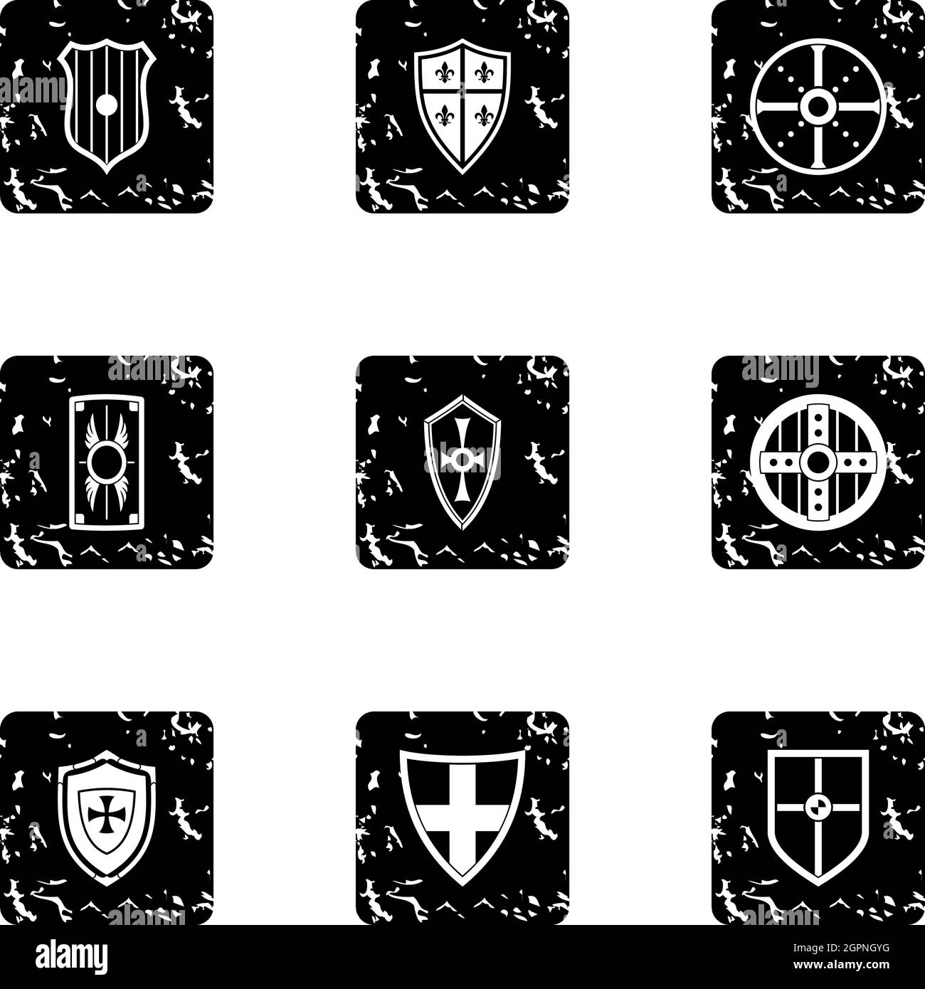 Combat shield icons set, grunge style Stock Vector Image & Art - Alamy