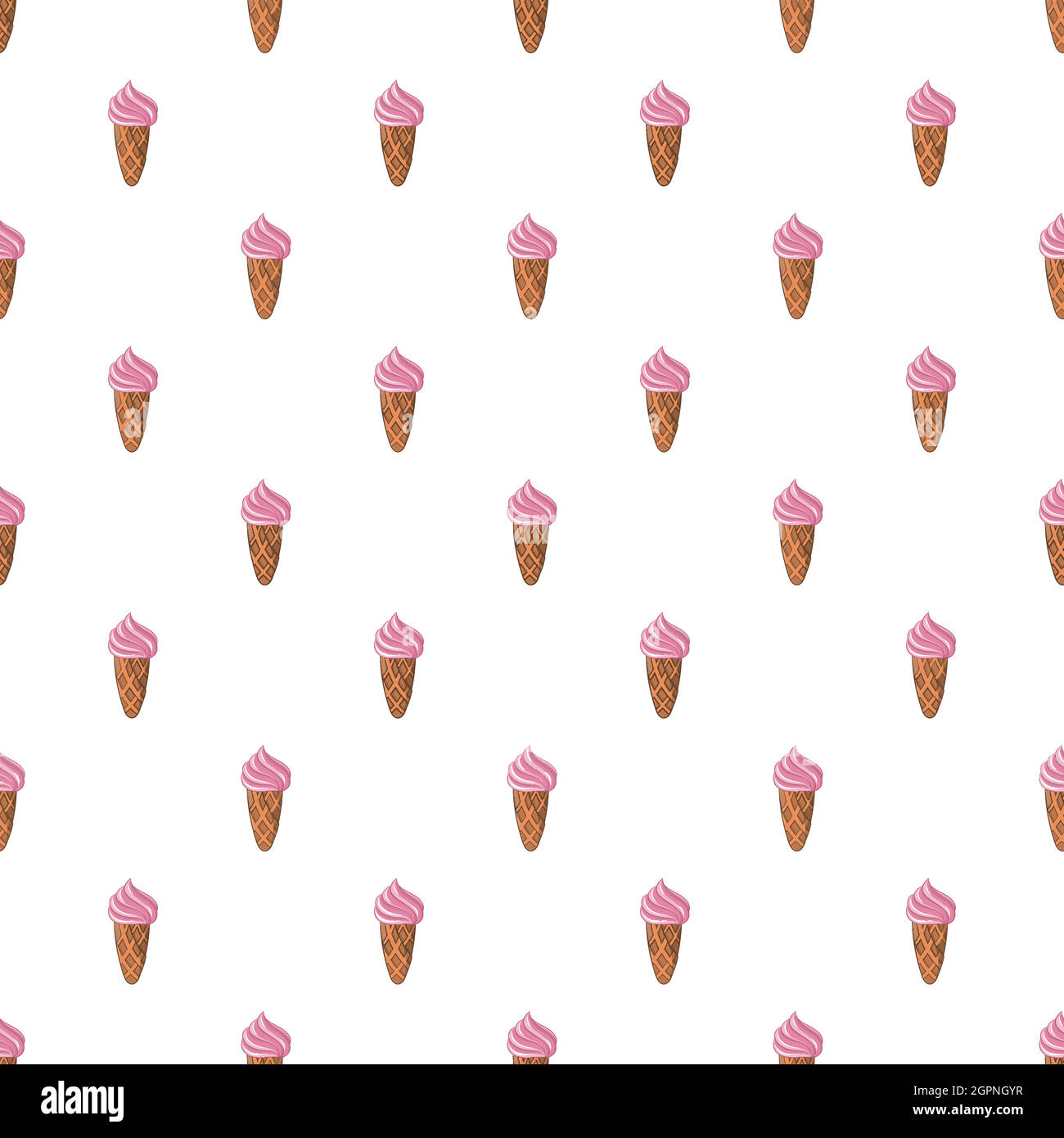 Ice cream in waffle cone pattern, cartoon style Stock Vector Image ...