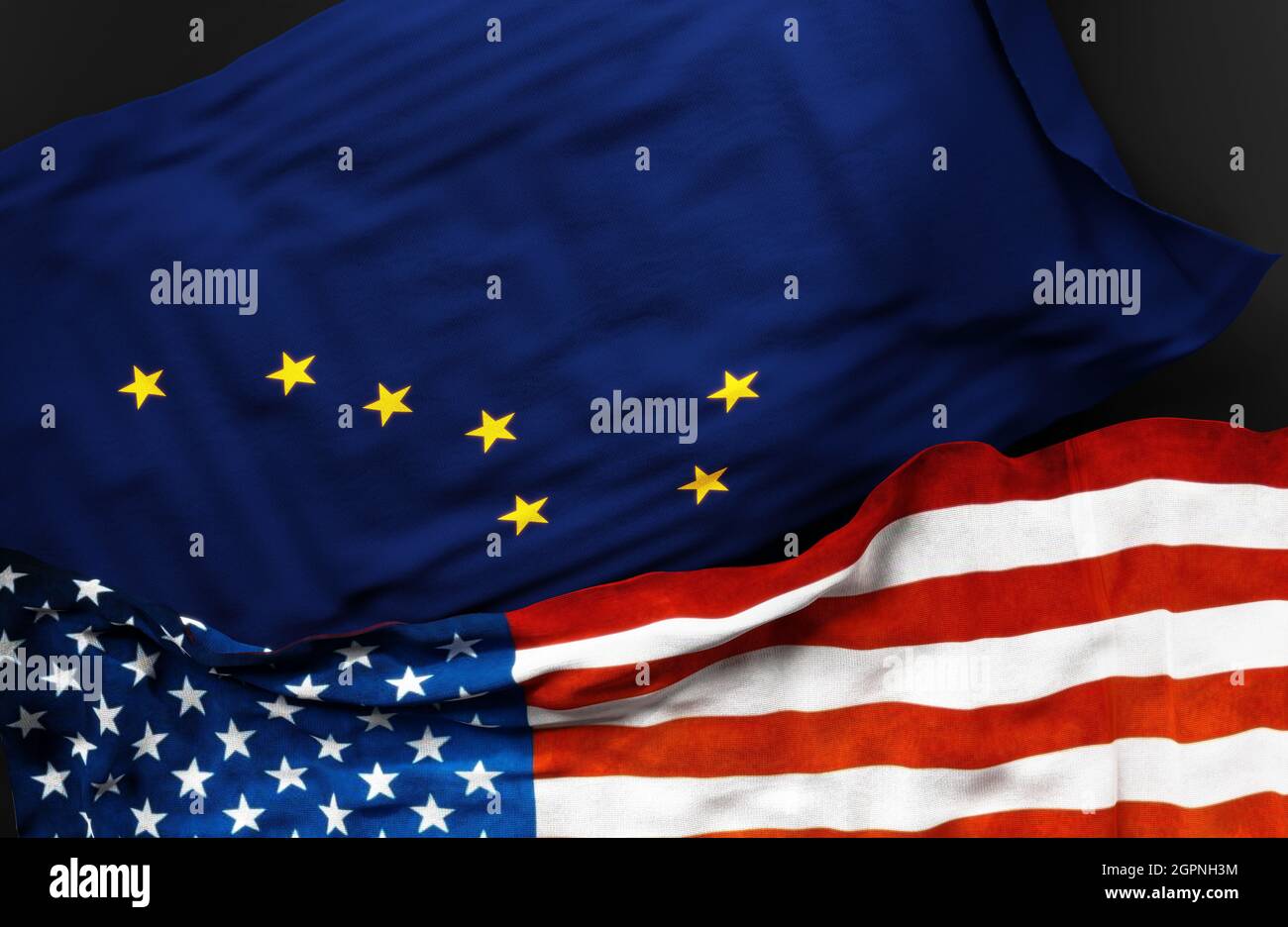 Flag of Alaska along with a flag of the United States of America as a ...