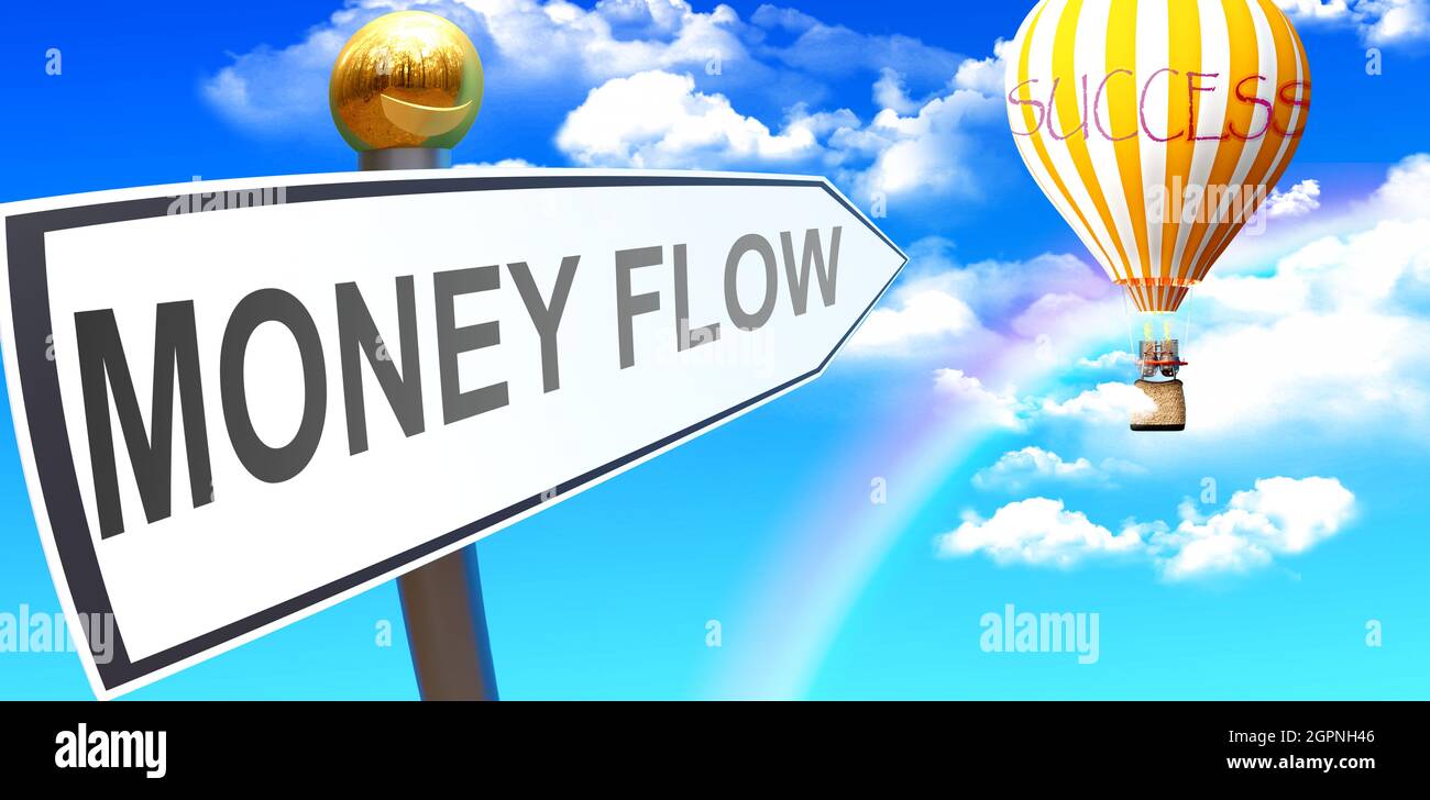 Money flow leads to success - shown as a sign with a phrase Money flow ...