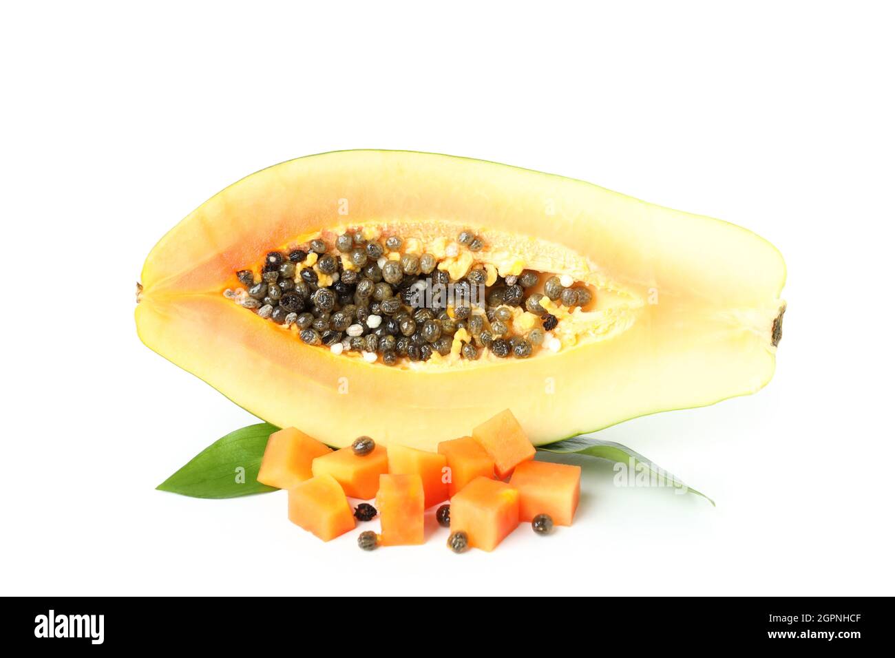 Fresh ripe papaya isolated on white background Stock Photo - Alamy
