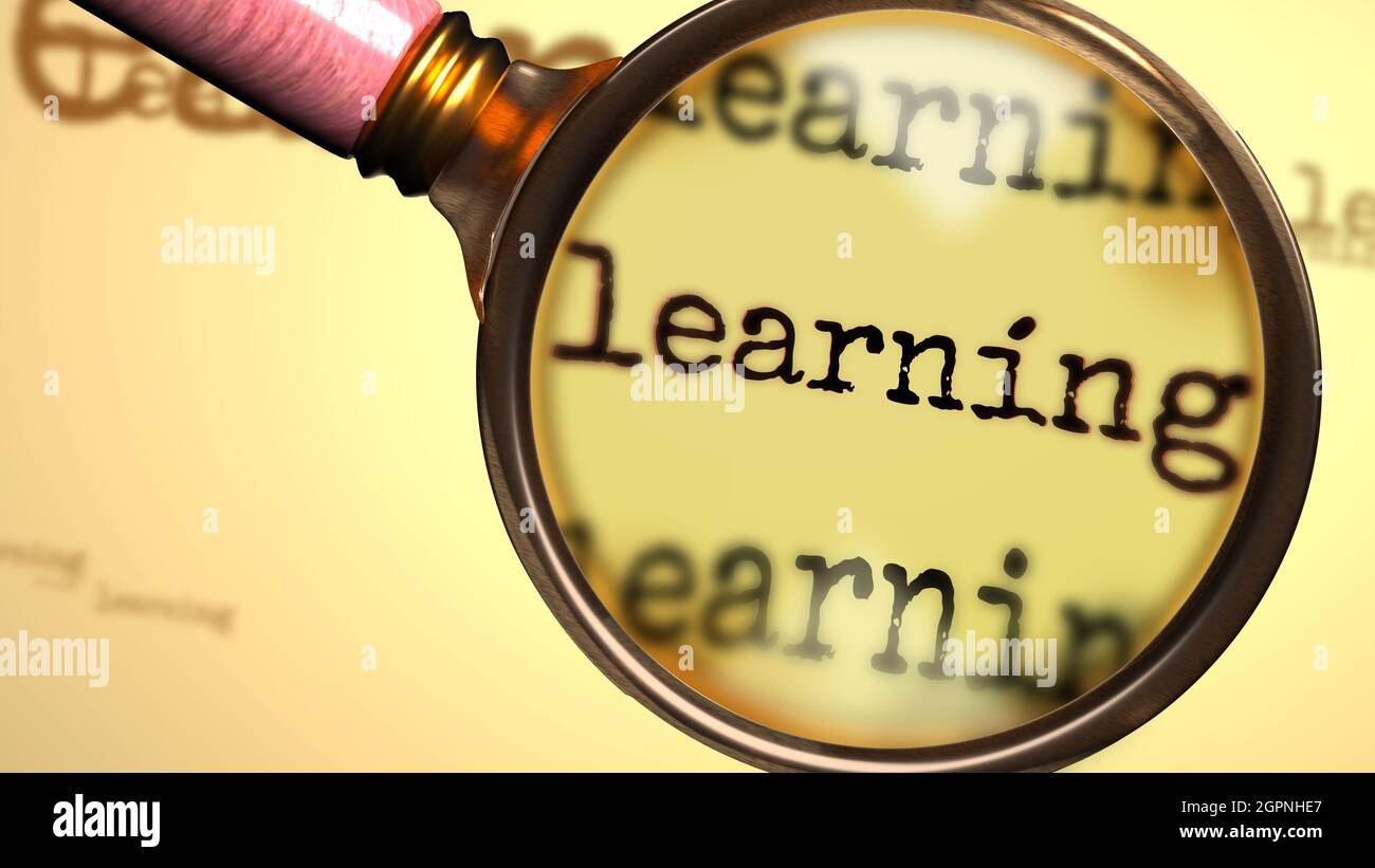 Learning and a magnifying glass on English word Learning to symbolize ...