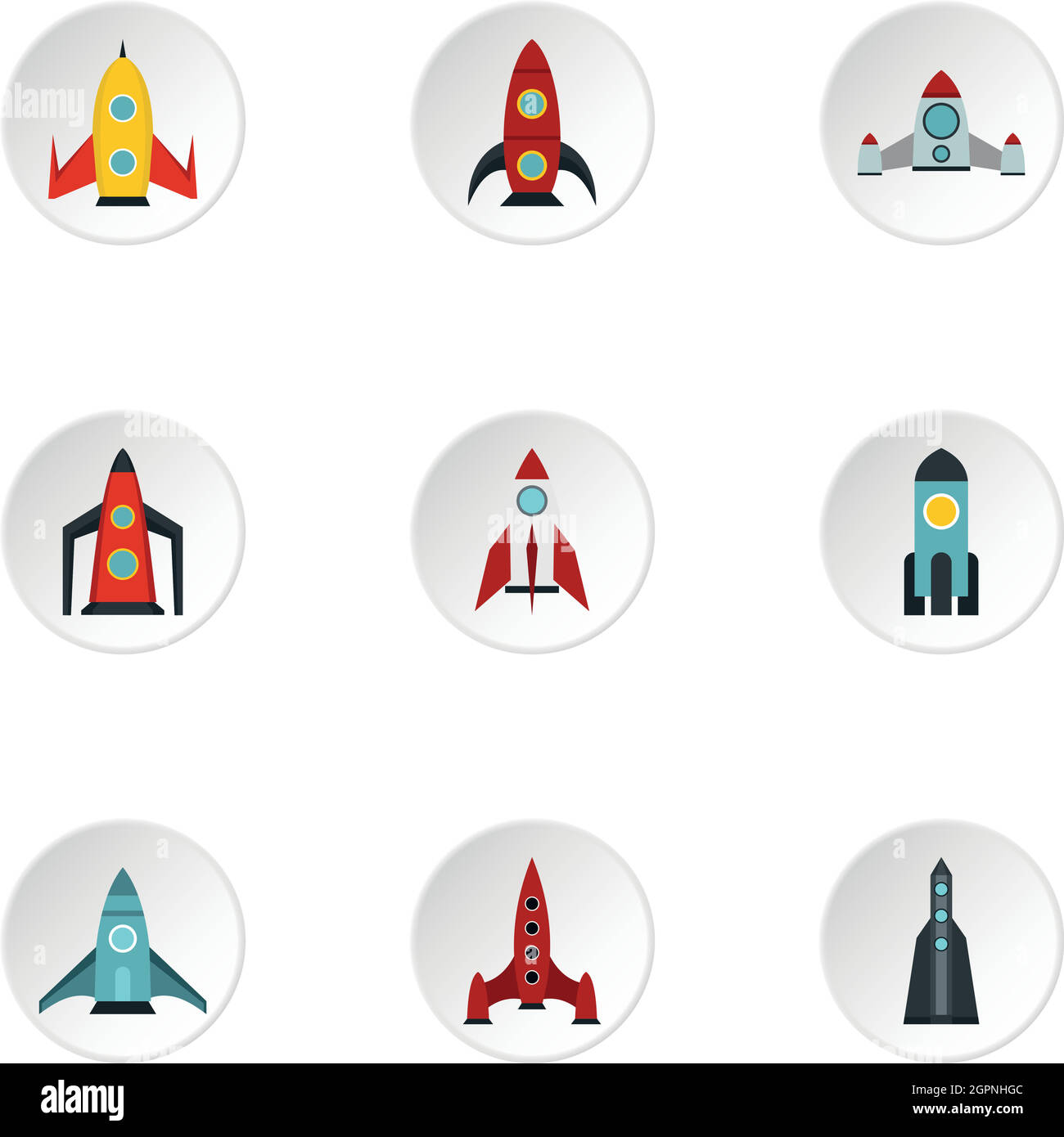 Space rocket icons set, flat style Stock Vector Image & Art - Alamy