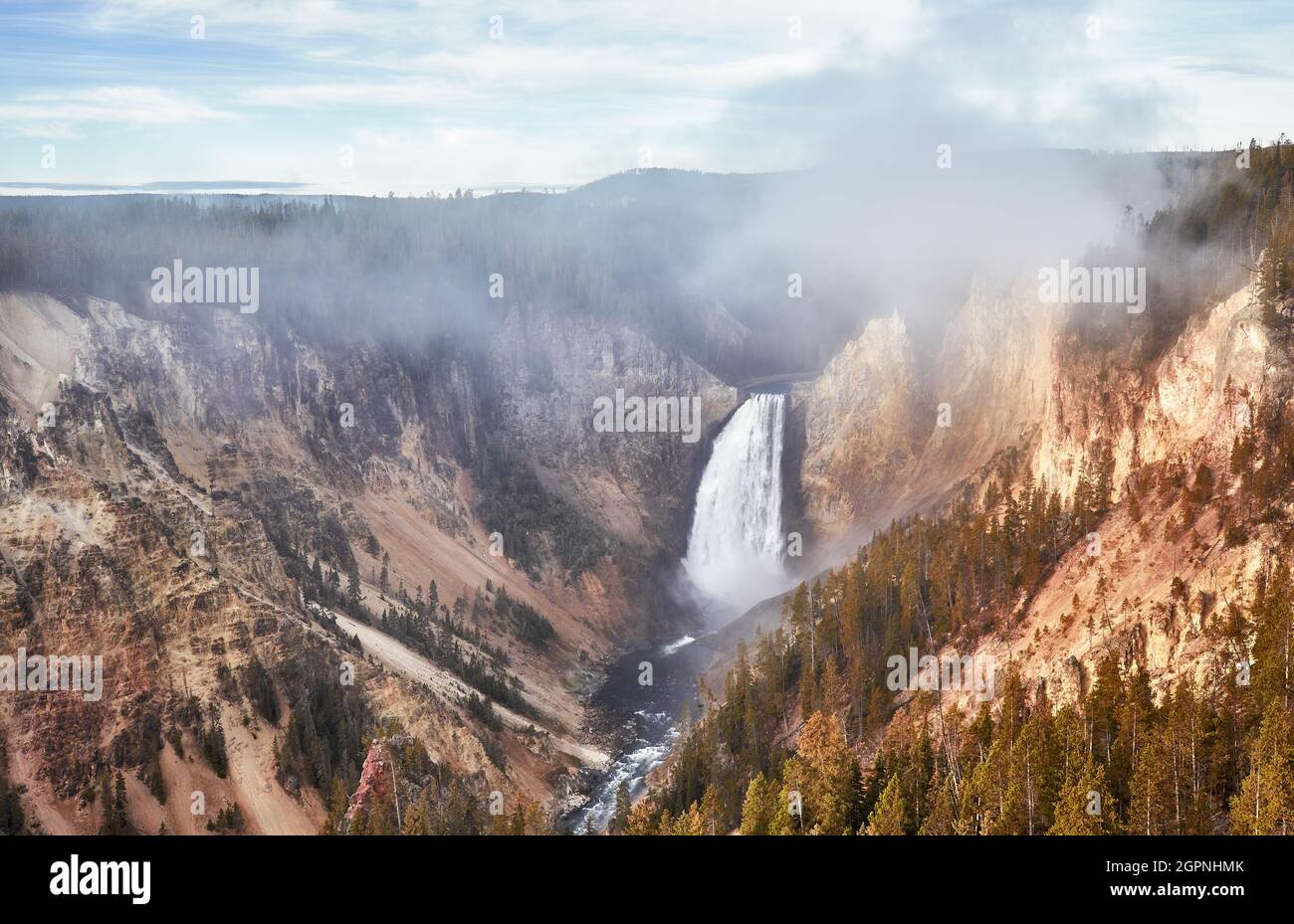 Lower Yellowstone River waterfall in Yellowstone National Park, Wyoming ...