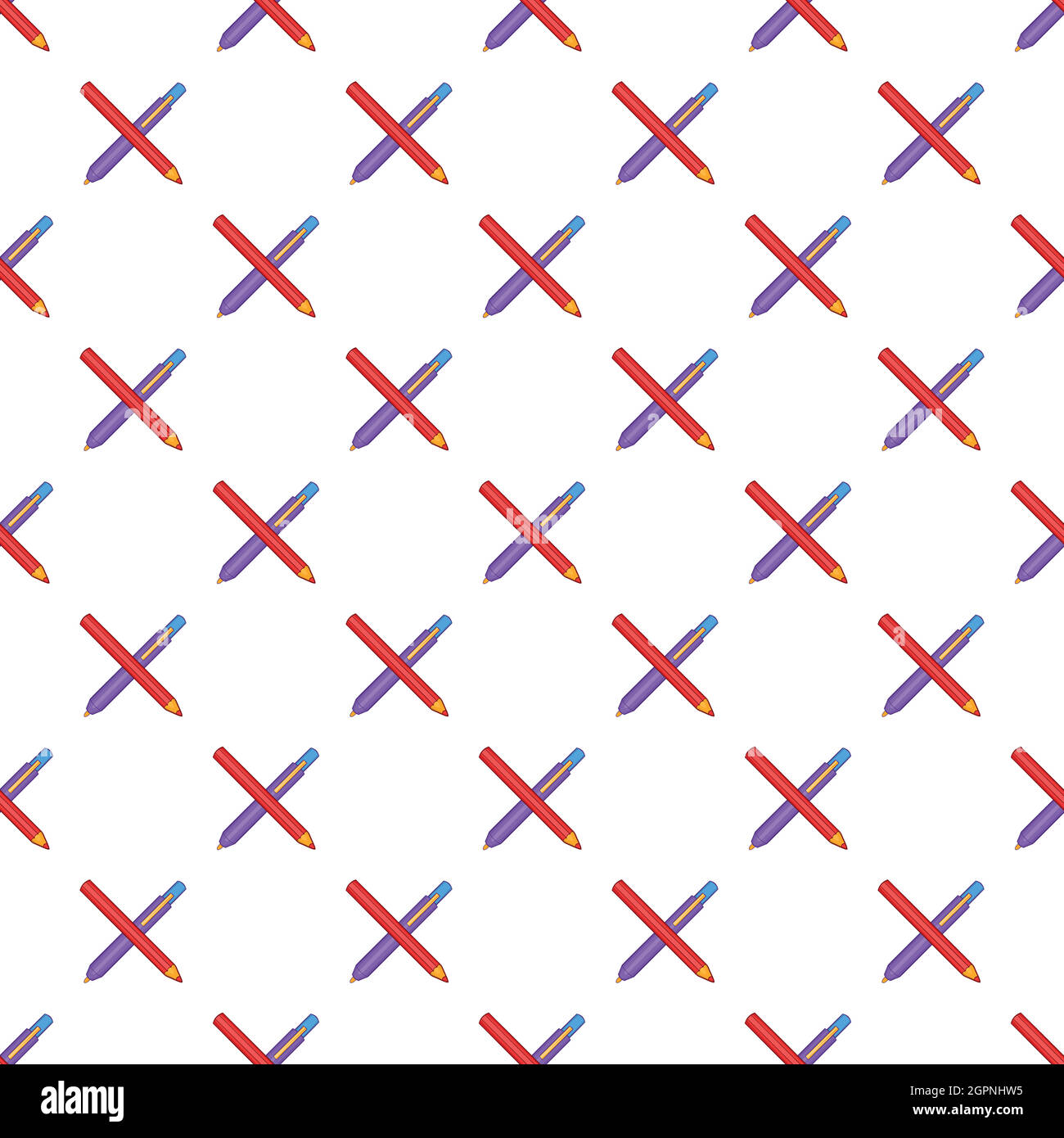 Pencil And Pen Pattern Cartoon Style Stock Vector Image And Art Alamy